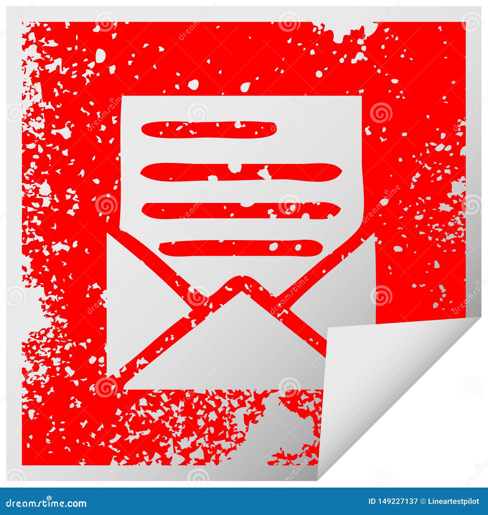 Distressed Square Peeling Sticker Symbol Letter and Envelope Stock ...