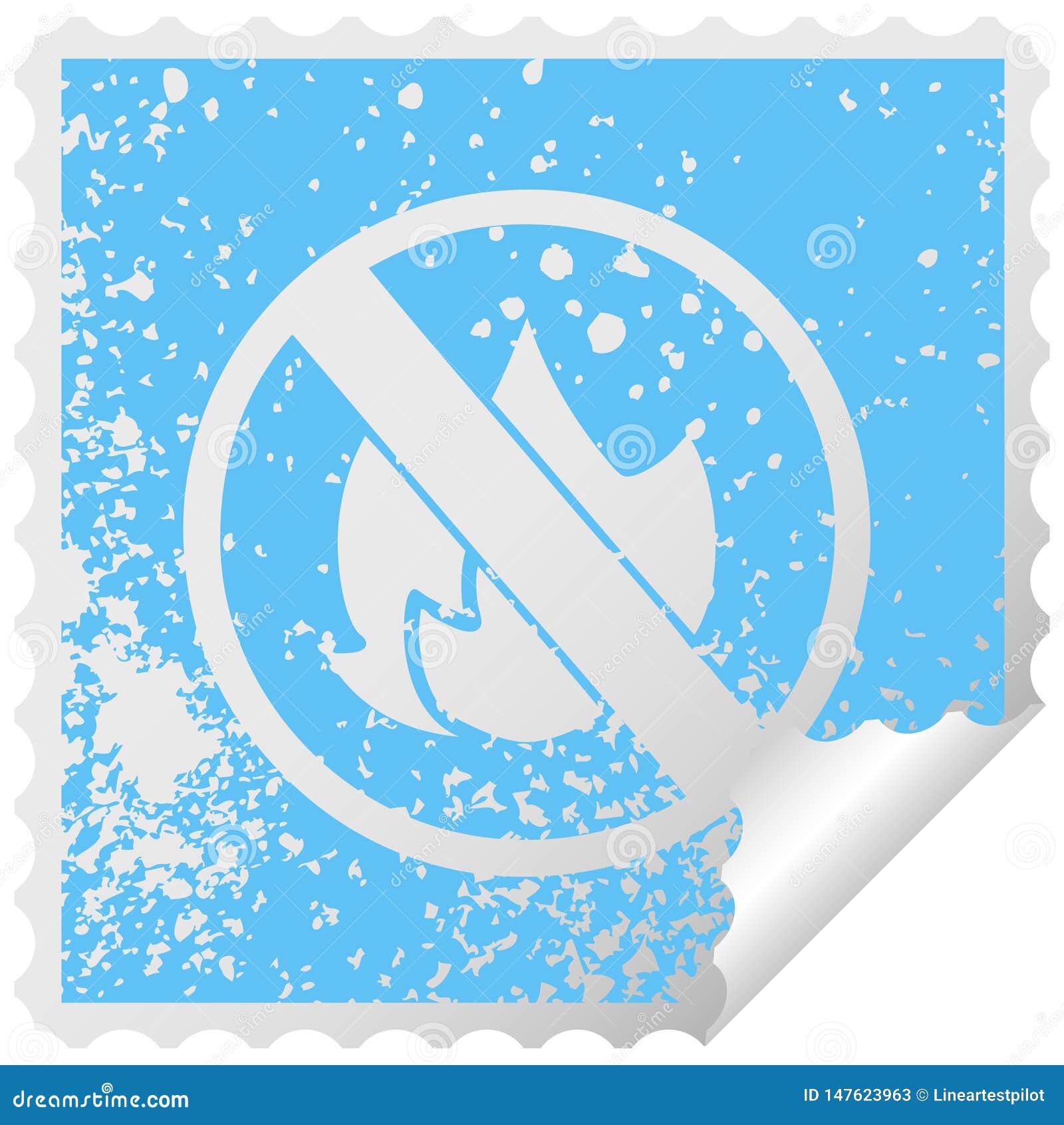 Distressed Square Peeling Sticker Symbol No Fire Allowed Sign Stock ...