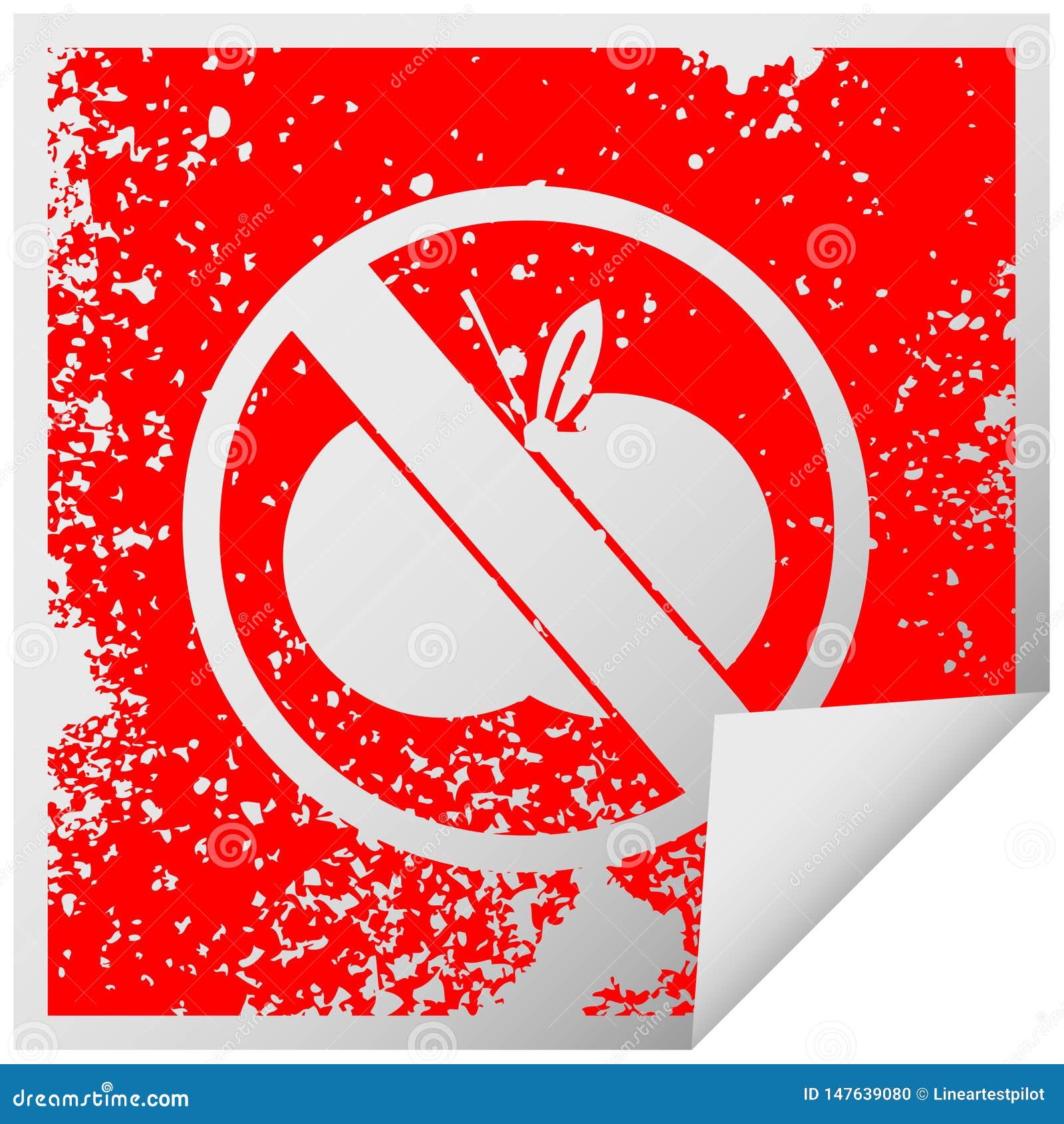 Distressed Square Peeling Sticker Symbol No Fruit Allowed Sign Stock ...