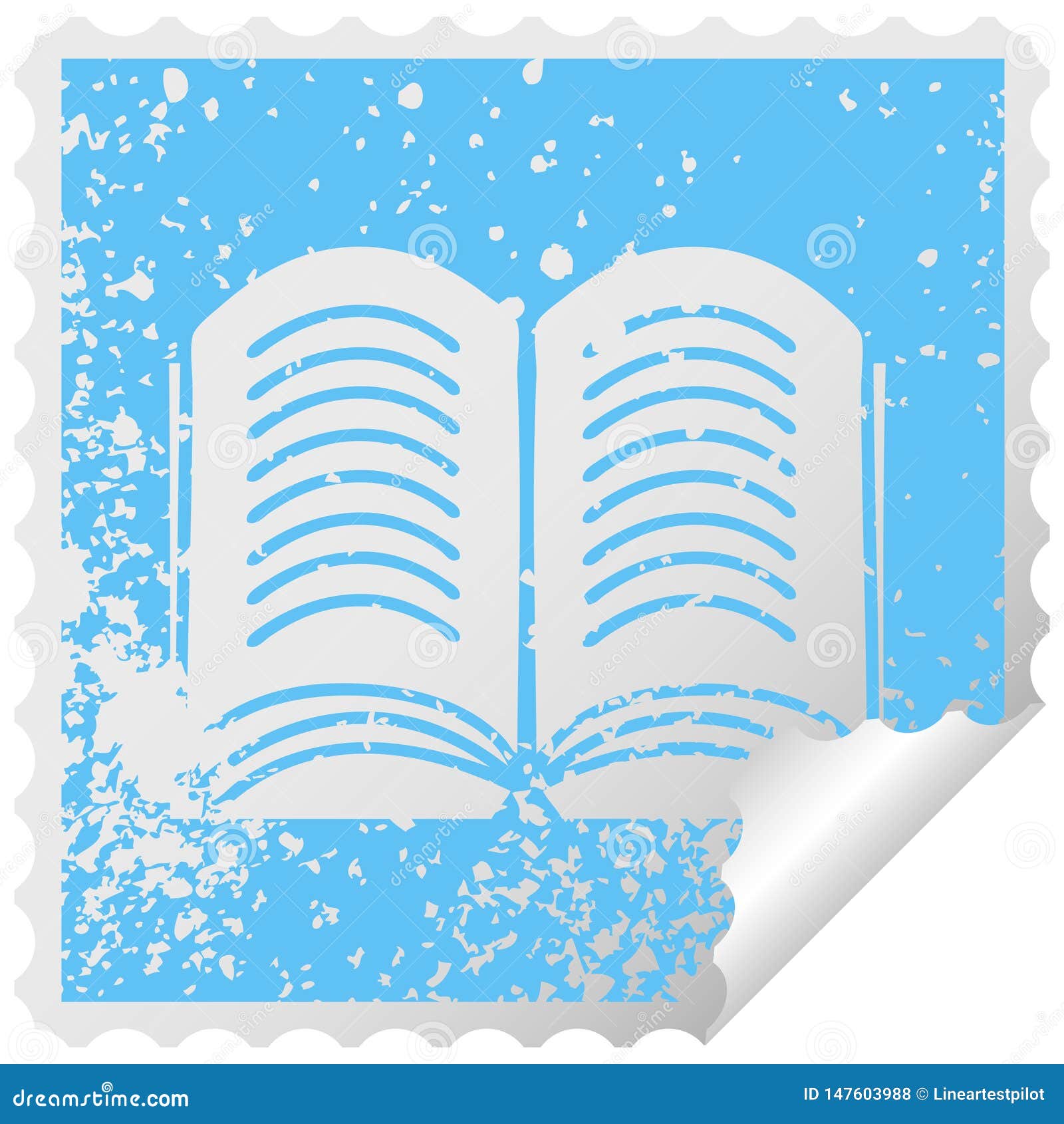 Distressed Square Peeling Sticker Symbol Open Book Stock Vector ...