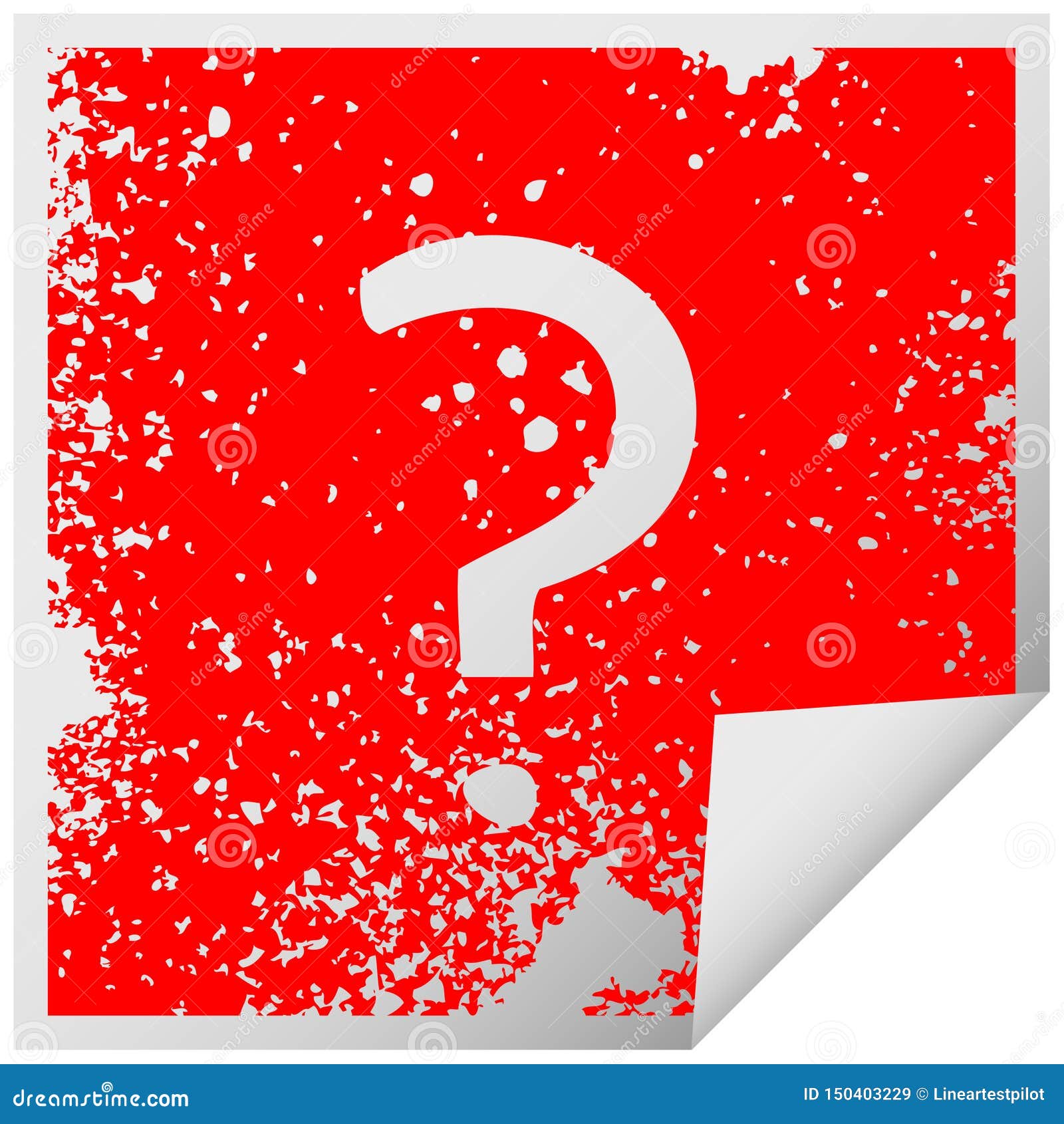 Distressed Square Peeling Sticker Symbol of a Question Mark Stock ...