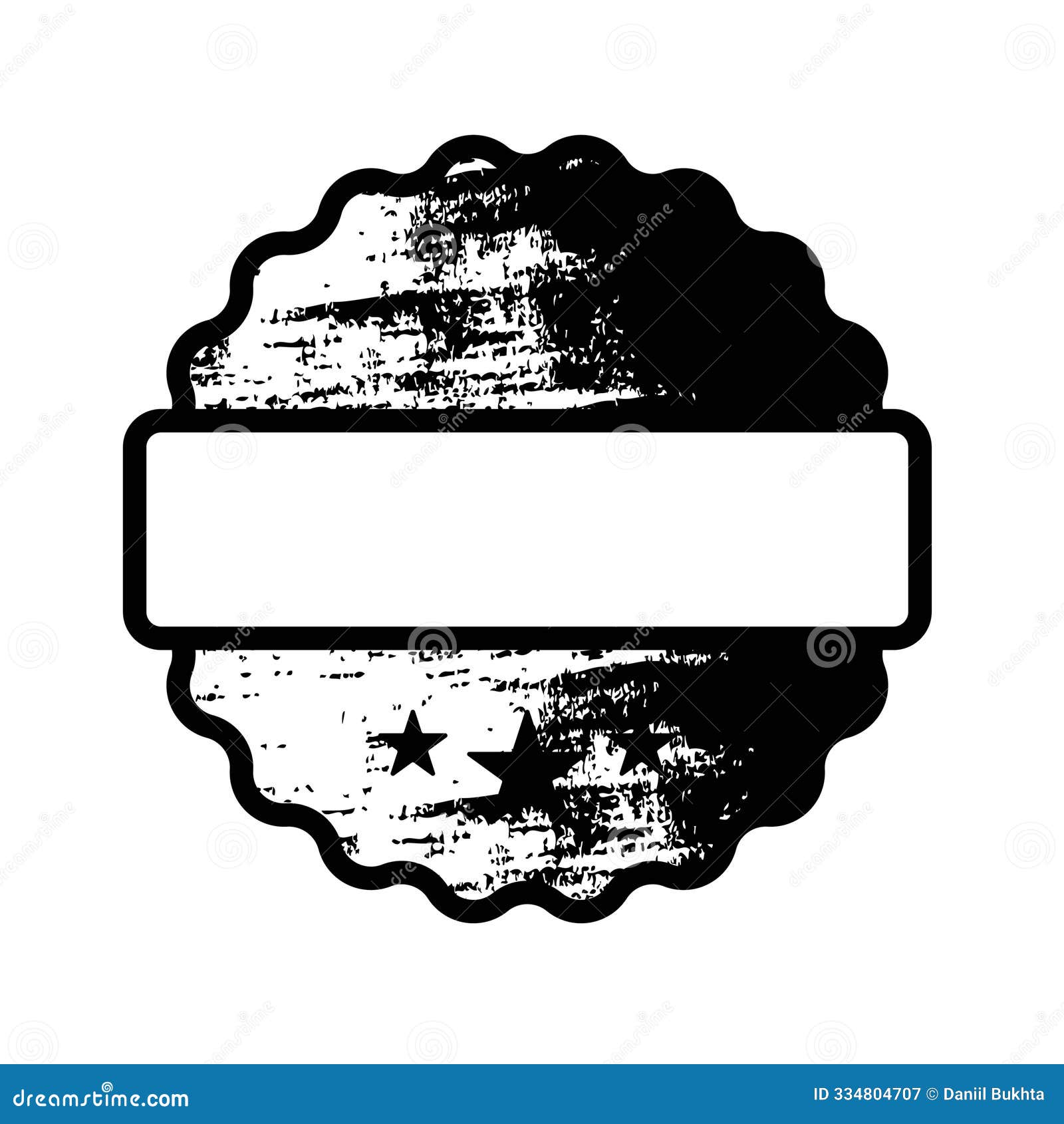 A Distressed Stamp Design Featuring Stars and Wavy Lines in a Circular ...