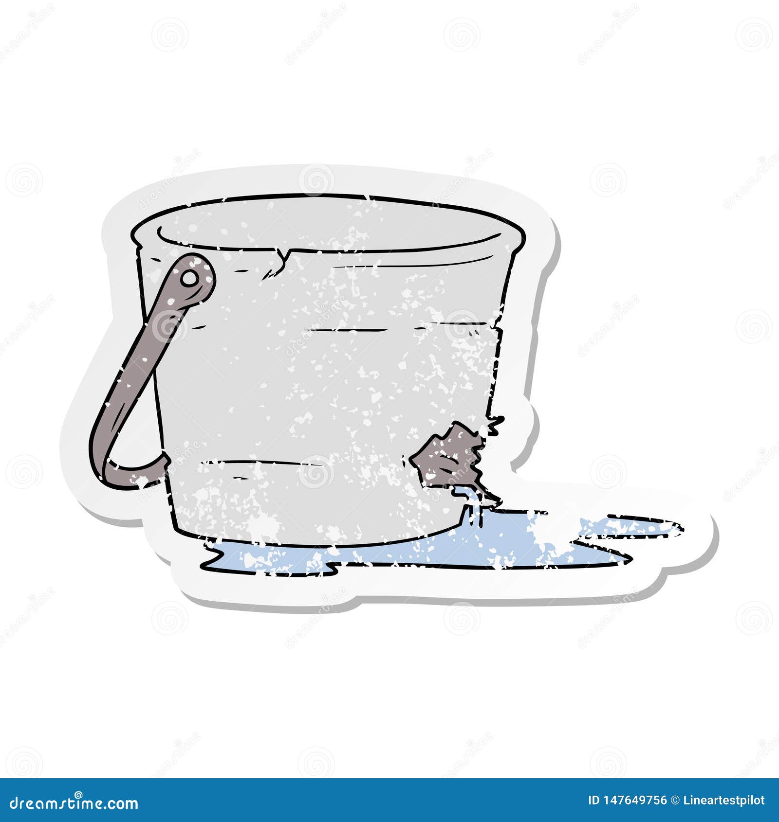 Distressed Sticker of a Broken Bucket Cartoon Stock Vector ...