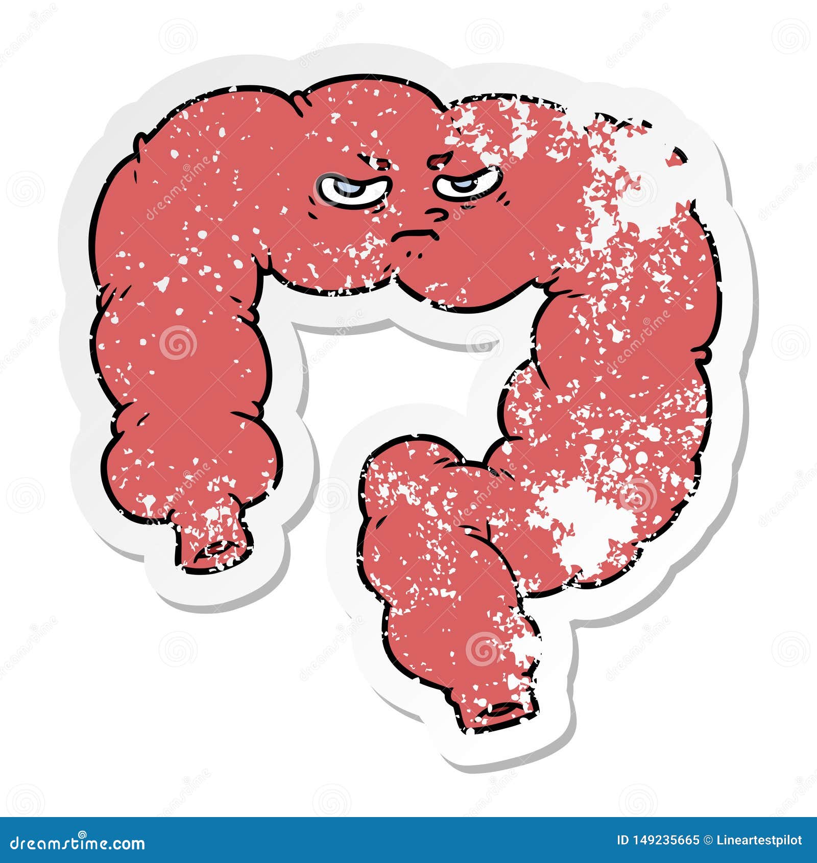 Distressed Sticker of a Cartoon Angry Colon Stock Vector - Illustration ...