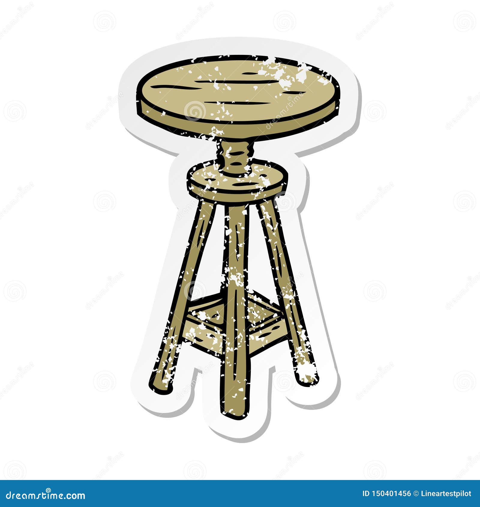 Distressed Sticker of a Cartoon Artist Stool Stock Vector ...