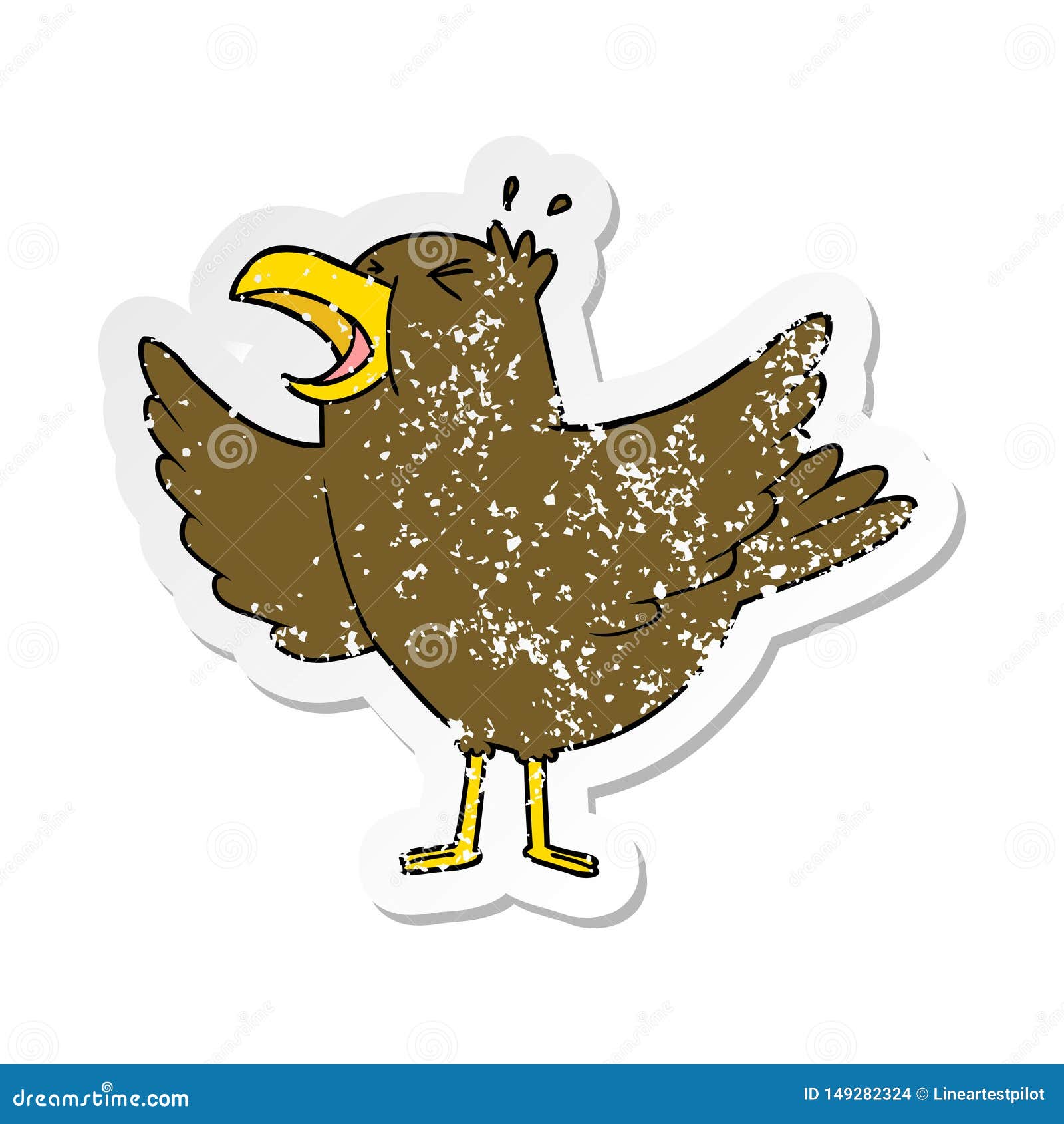 Distressed Sticker of a Cartoon Bird Squawking Stock Vector ...