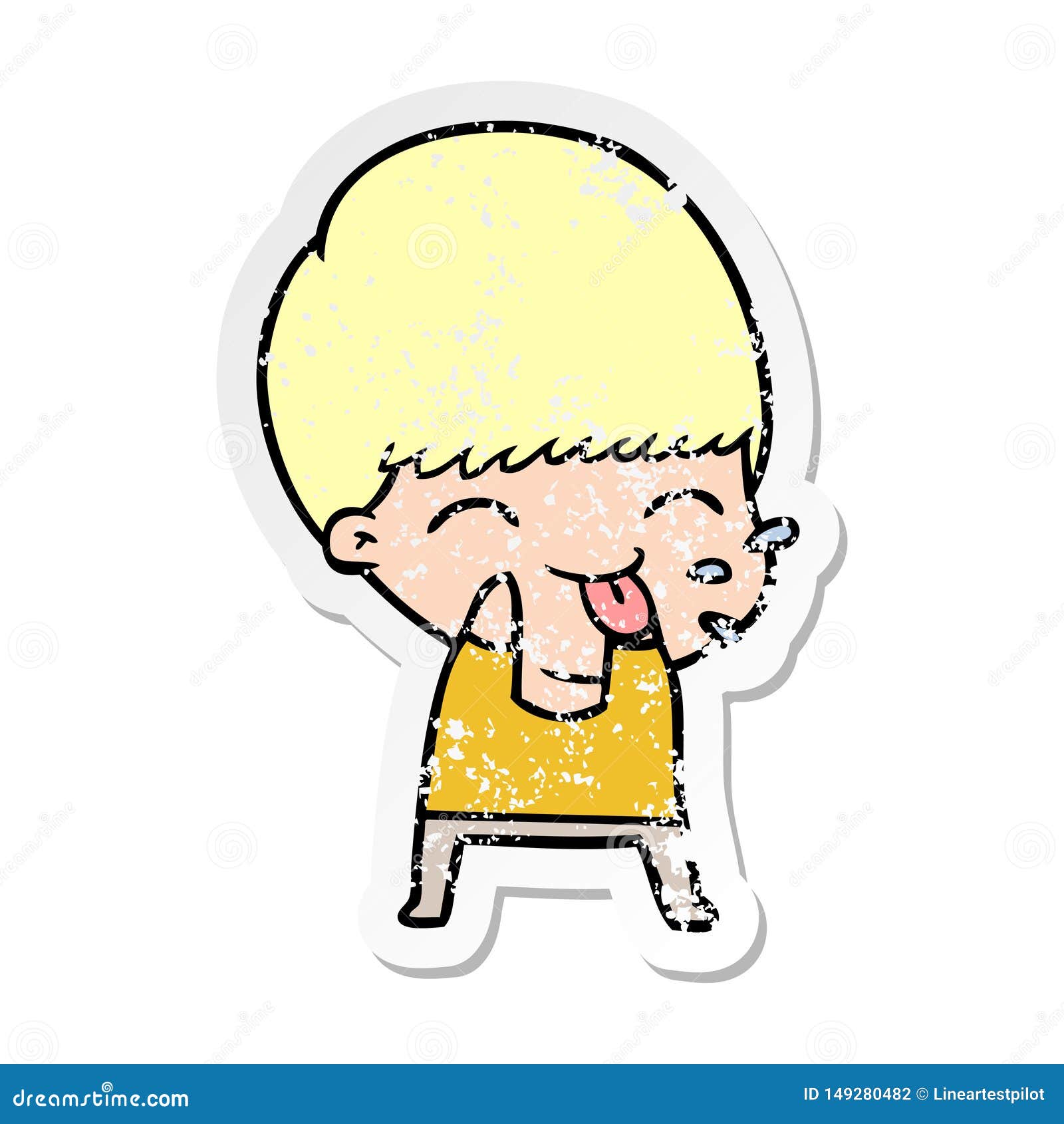 Distressed Sticker of a Cartoon Boy Blowing Raspberry Stock Vector ...