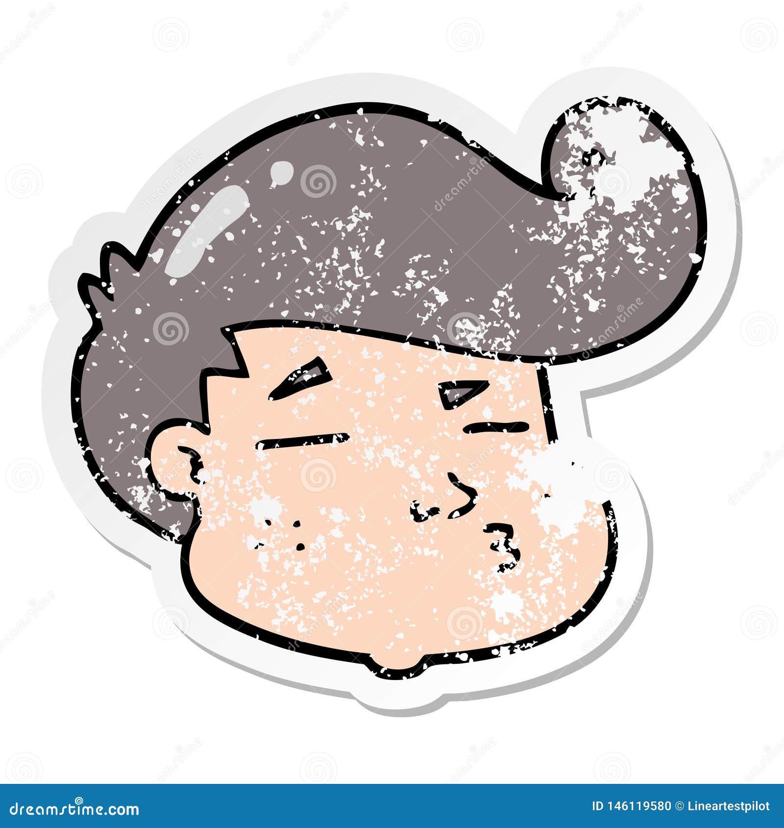 Distressed Sticker of a Cartoon Boy S Face Stock Vector - Illustration ...