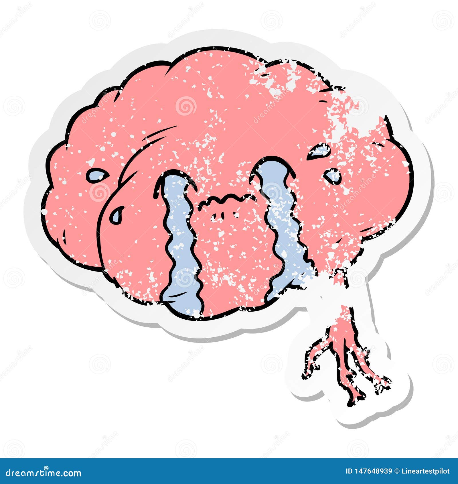 Distressed Sticker of a Cartoon Brain with Headache Stock Vector ...