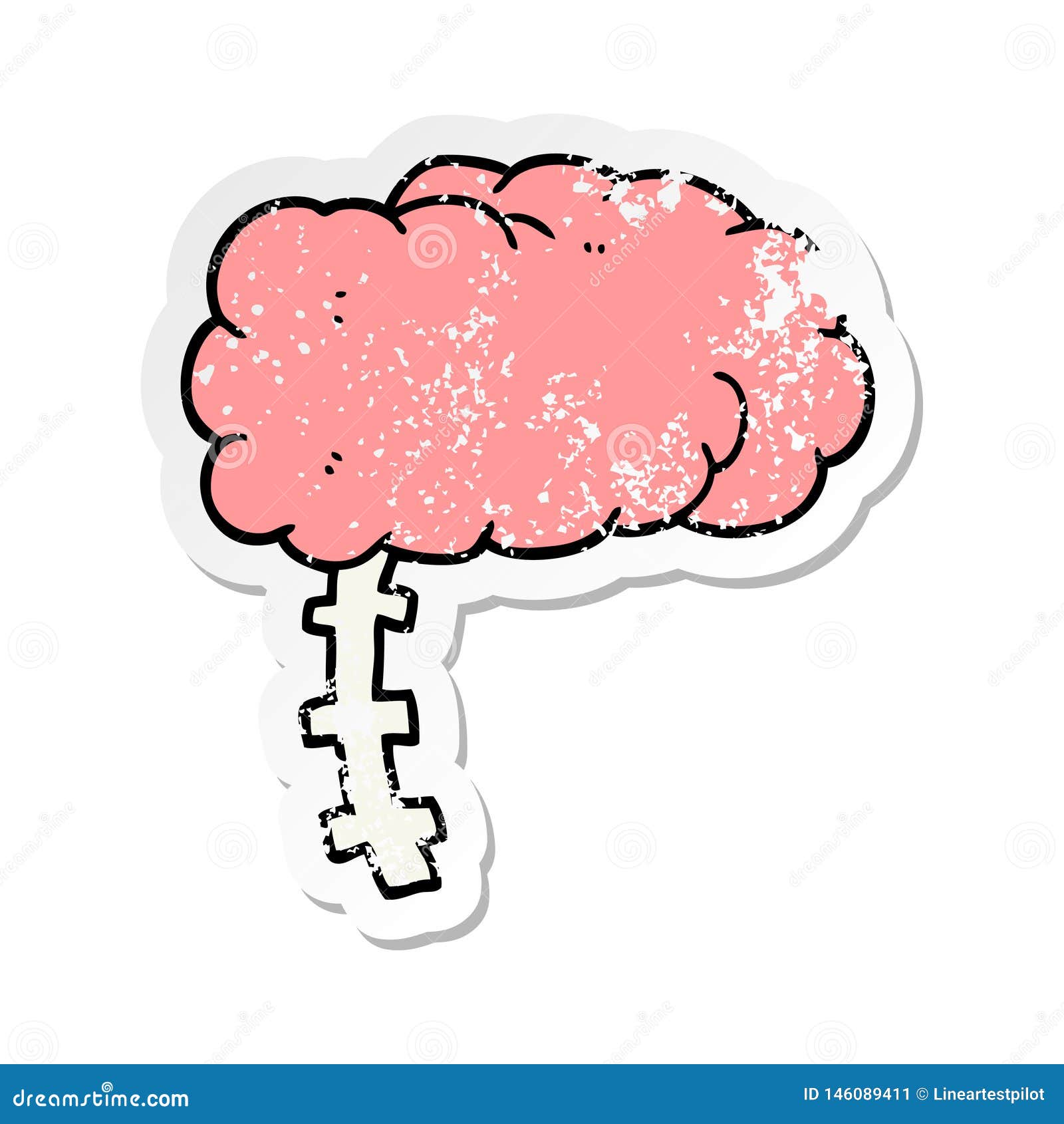 Distressed Sticker of a Cartoon Brain Stock Vector - Illustration of ...