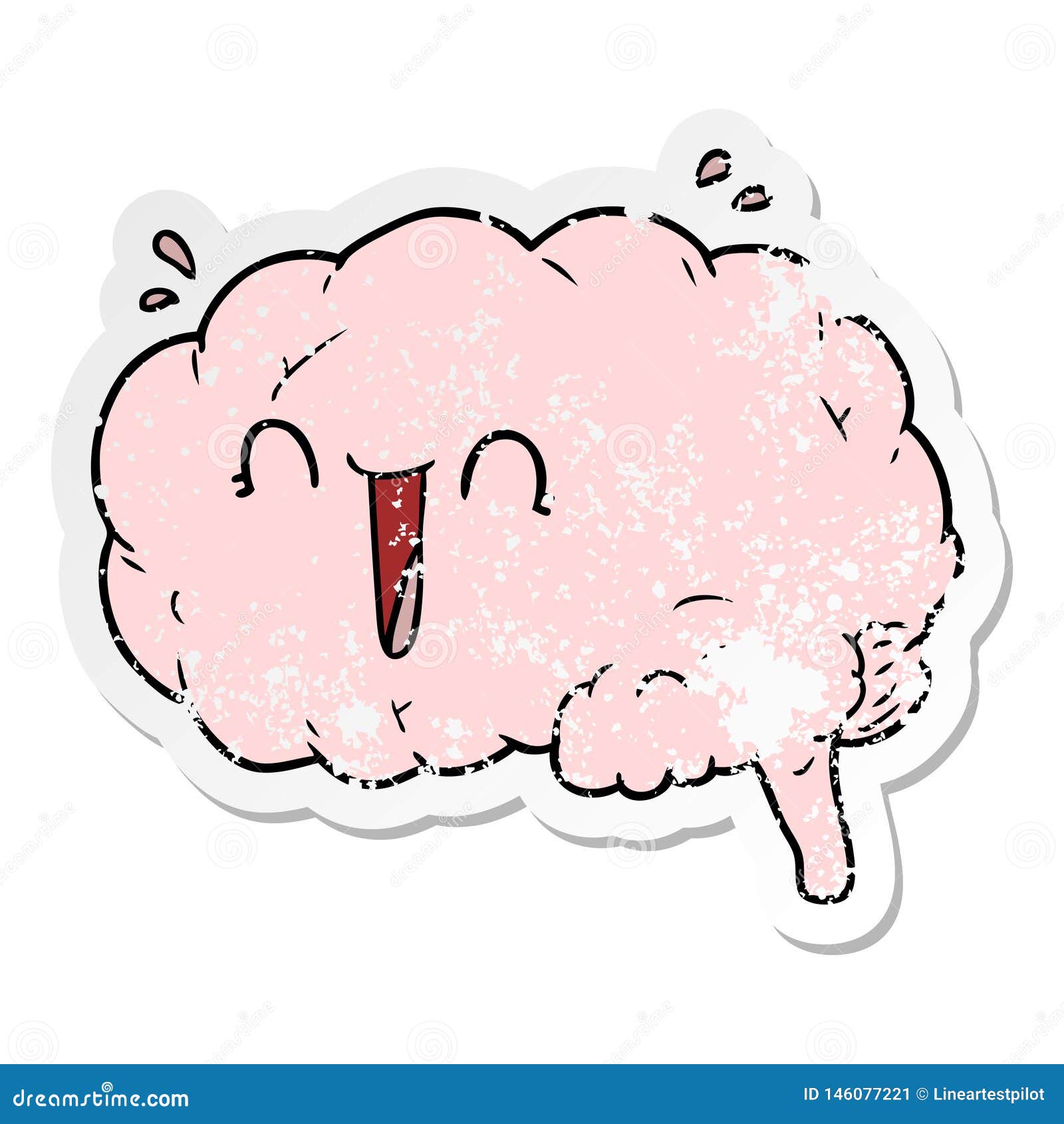 Distressed Sticker of a Cartoon Brain Laughing Stock Vector ...