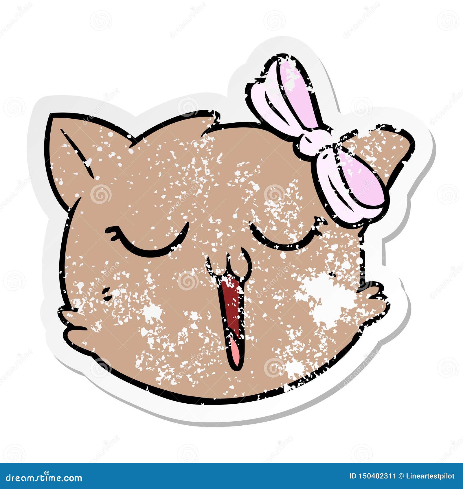 Distressed Sticker of a Cartoon Cat Face Stock Vector - Illustration of ...