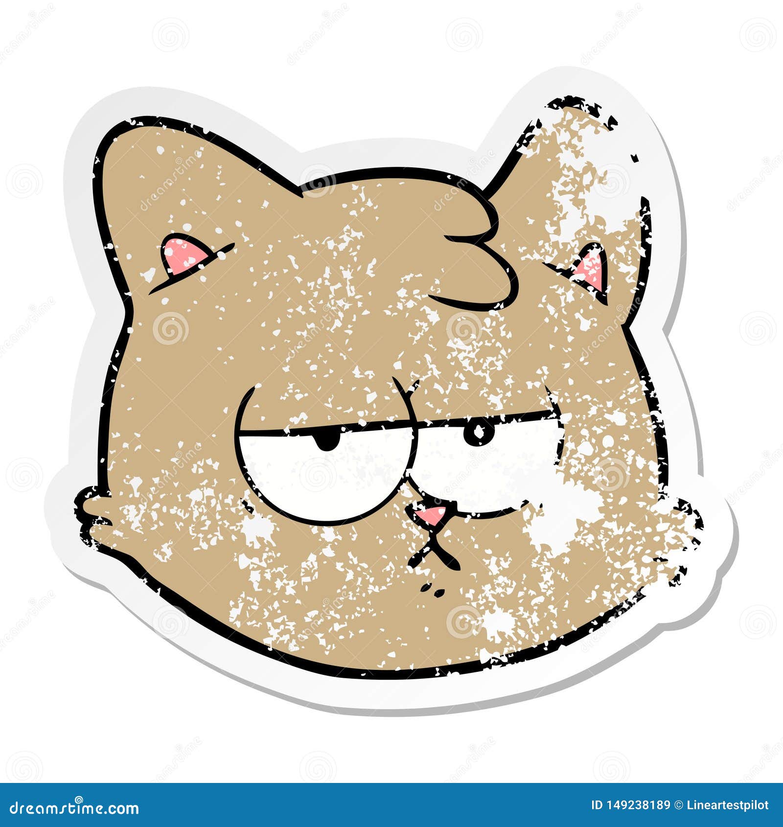 Distressed Sticker of a Cartoon Cat Face Stock Vector - Illustration of ...