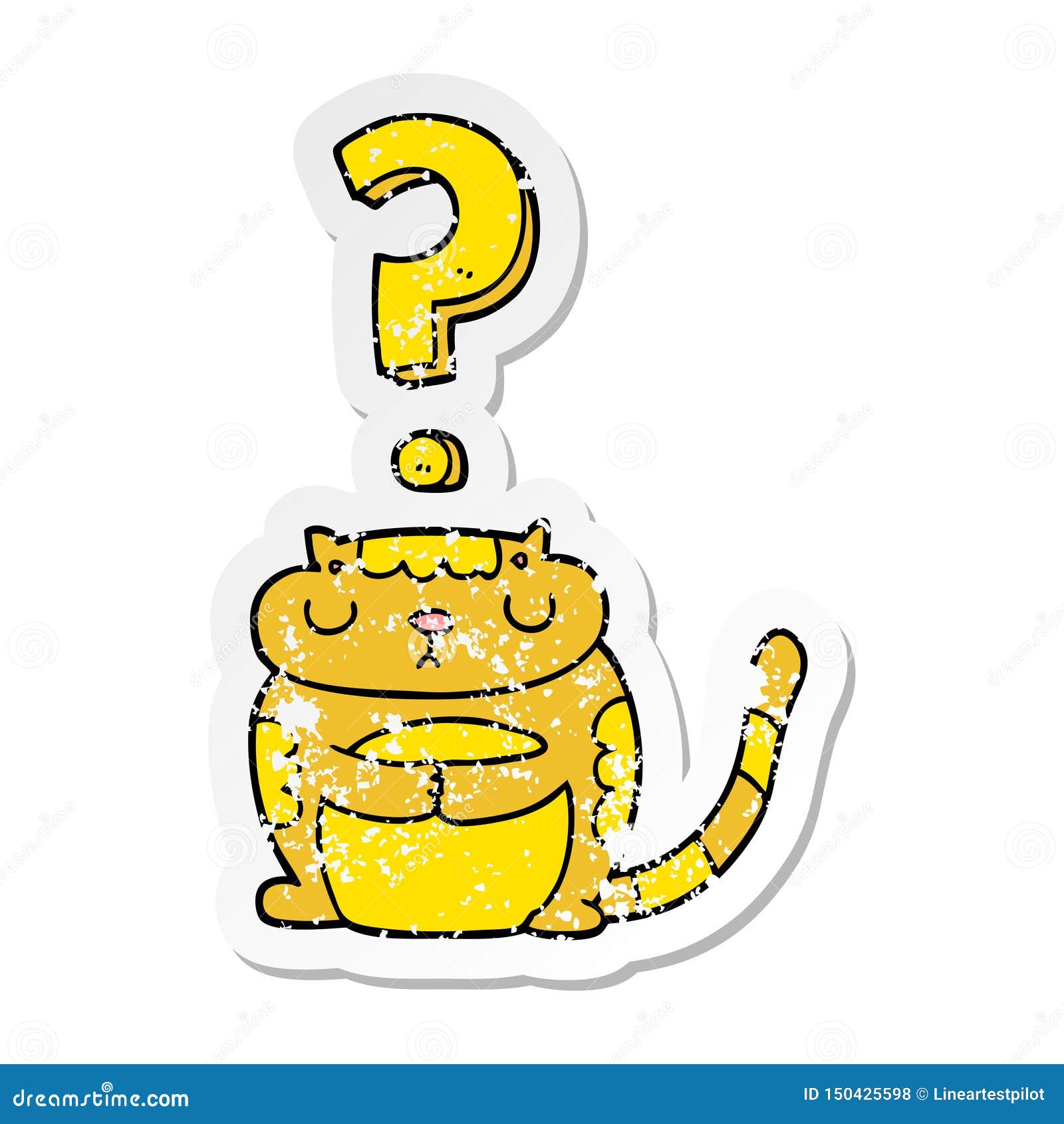 Distressed Sticker of a Cartoon Cat with Question Mark Stock Vector ...
