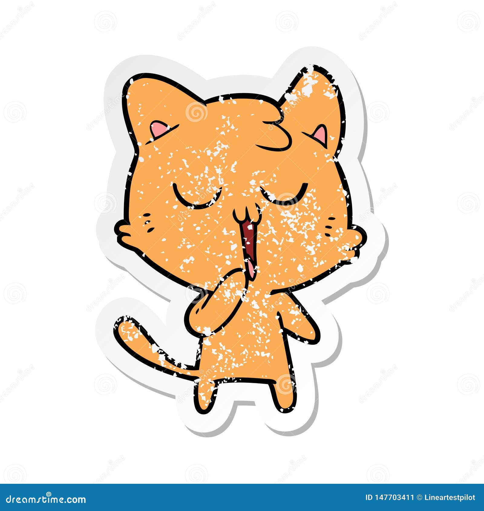 Distressed Sticker of a Cartoon Cat Yawning Stock Vector - Illustration ...