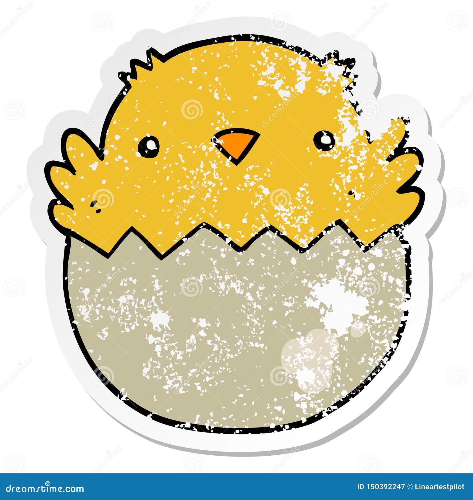 Distressed Sticker of a Cartoon Chick Hatching from Egg Stock Vector ...