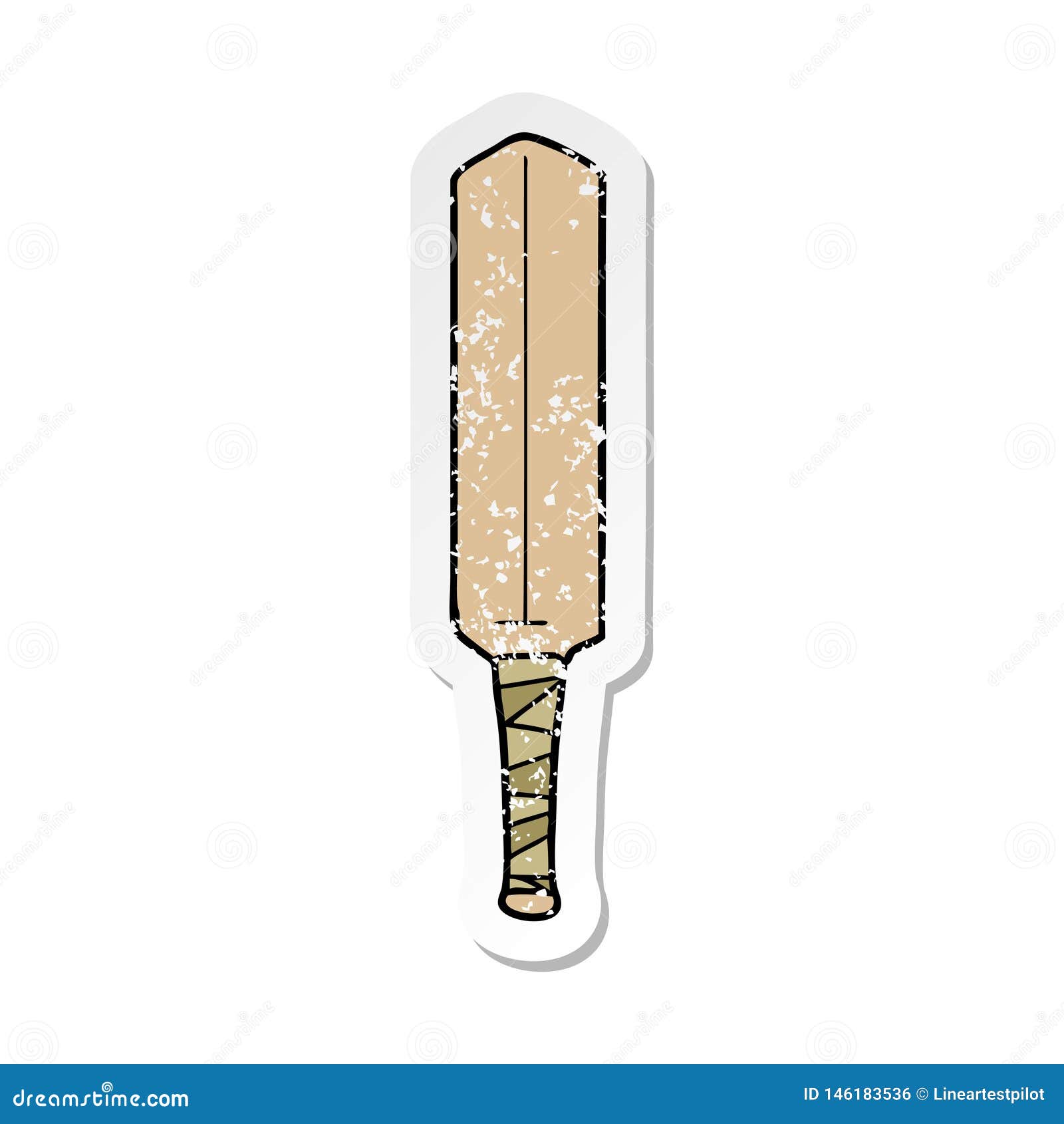 Distressed Sticker of a Cartoon Cricket Bat Stock Vector - Illustration ...