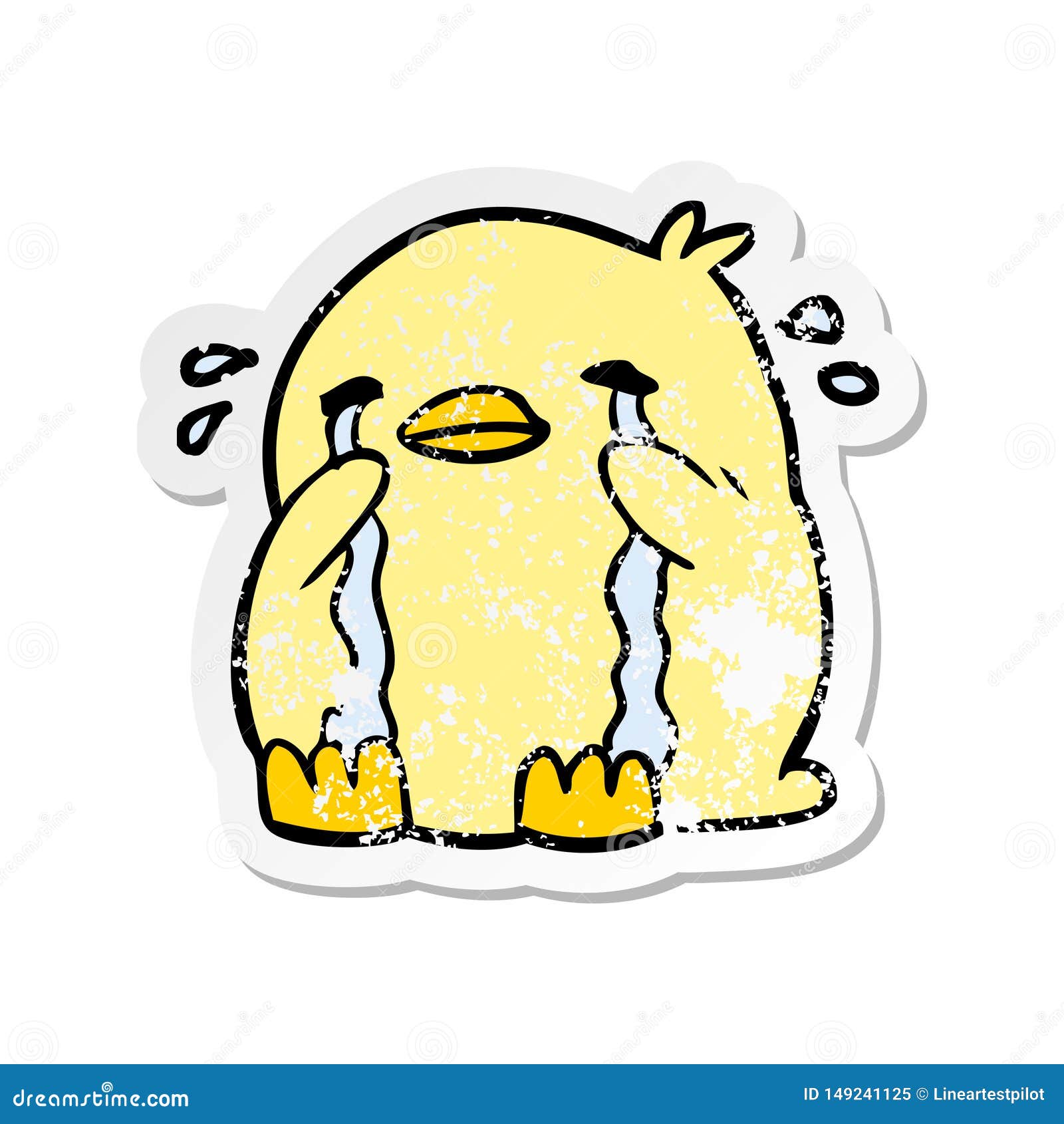 Distressed Sticker of a Cartoon Crying Bird Stock Vector - Illustration ...