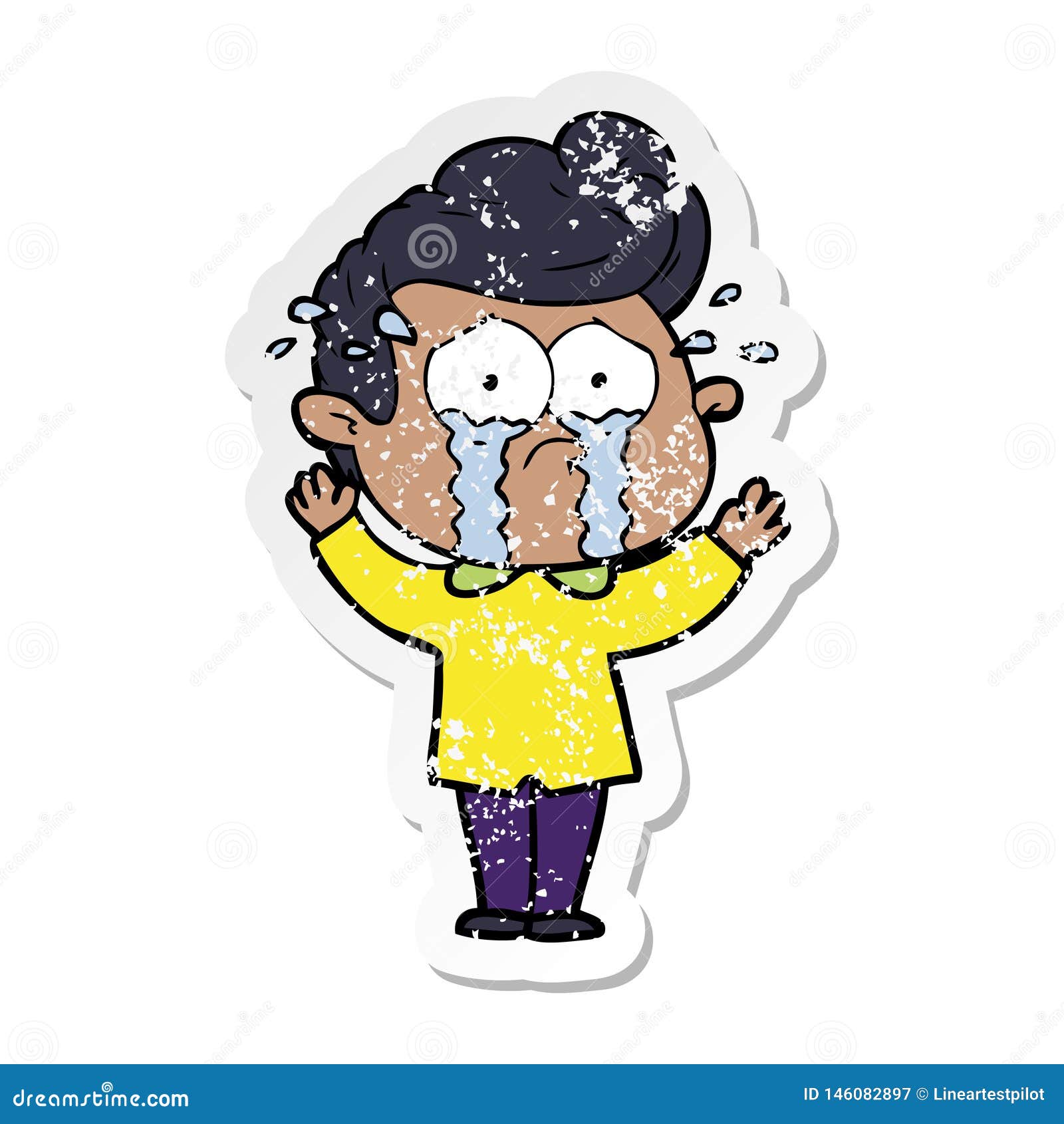 Distressed Sticker of a Cartoon Crying Man Stock Vector - Illustration ...