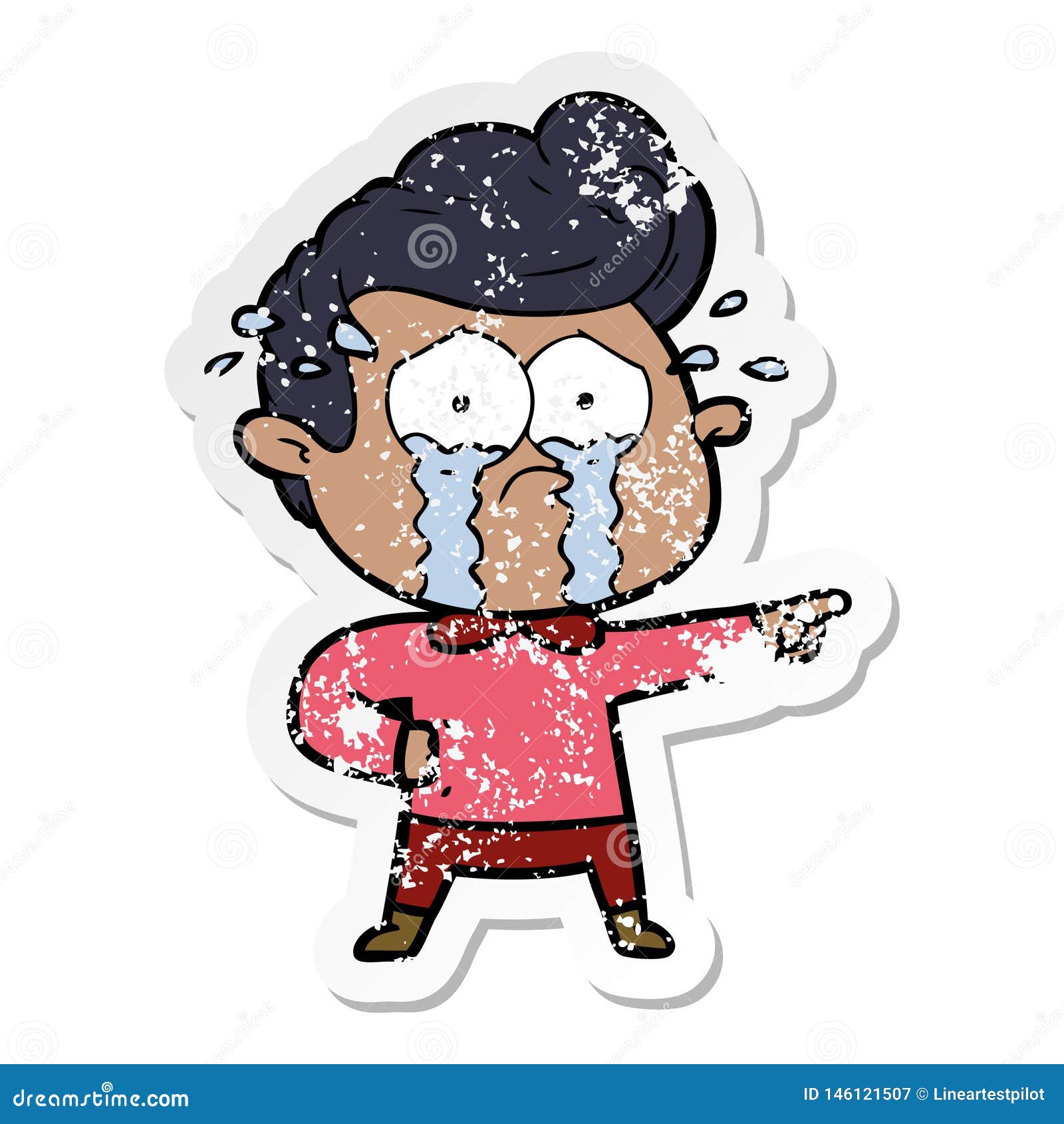 Distressed Sticker of a Cartoon Crying Man Stock Vector - Illustration ...