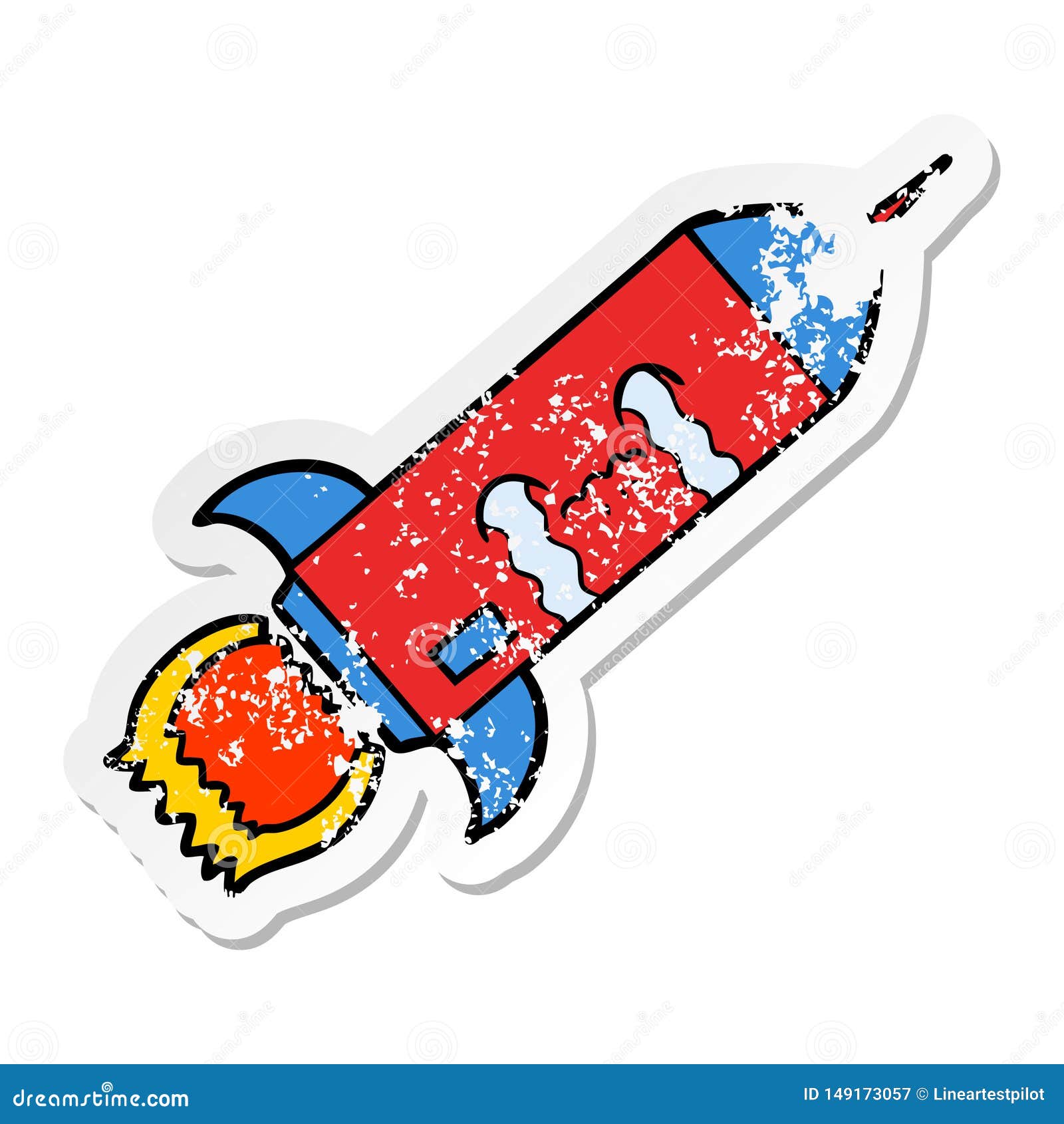 Distressed Sticker of a Cartoon Crying Rocket Stock Vector ...