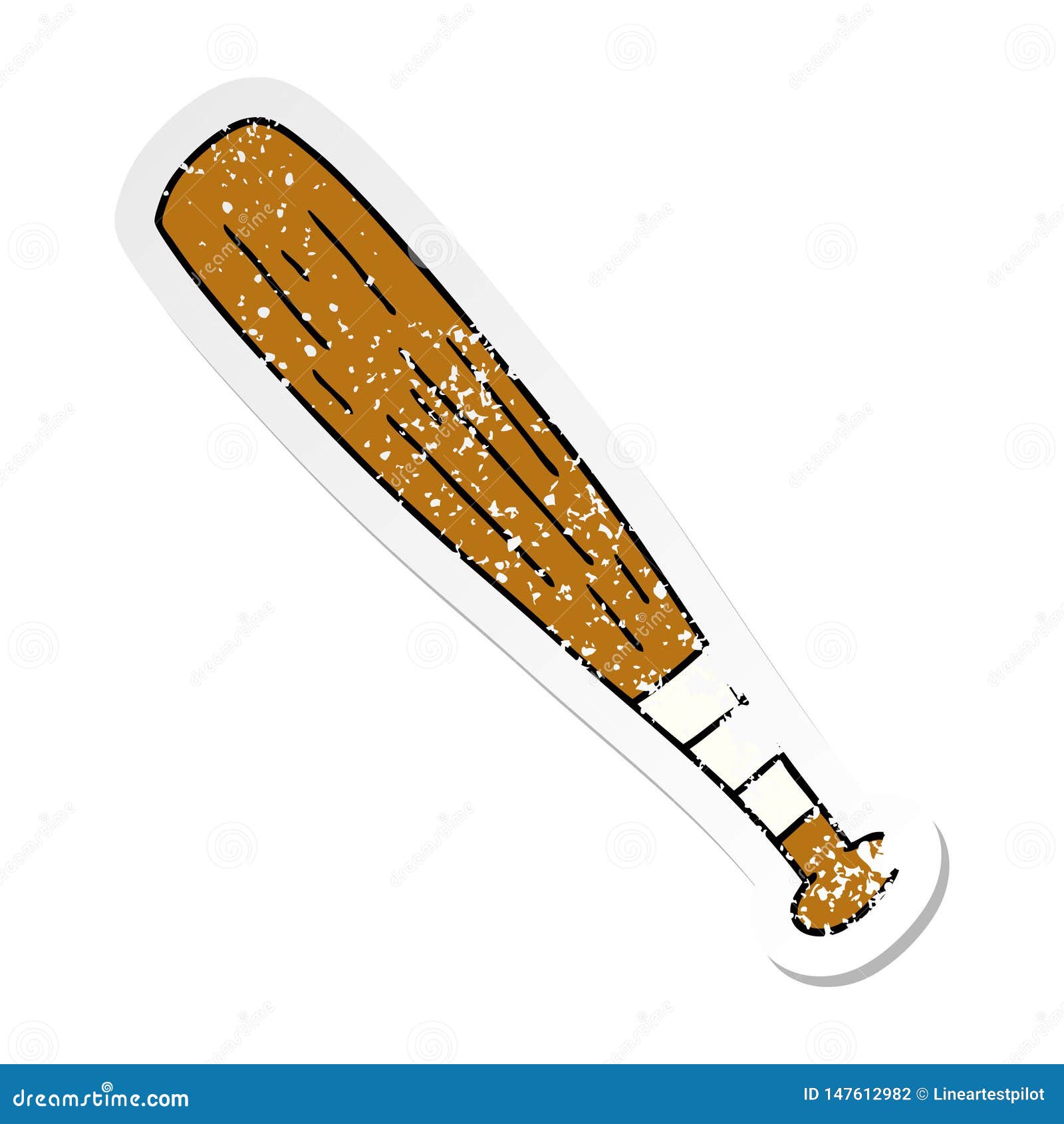 Distressed Sticker Cartoon Doodle of a Baseball Bat Stock Vector ...