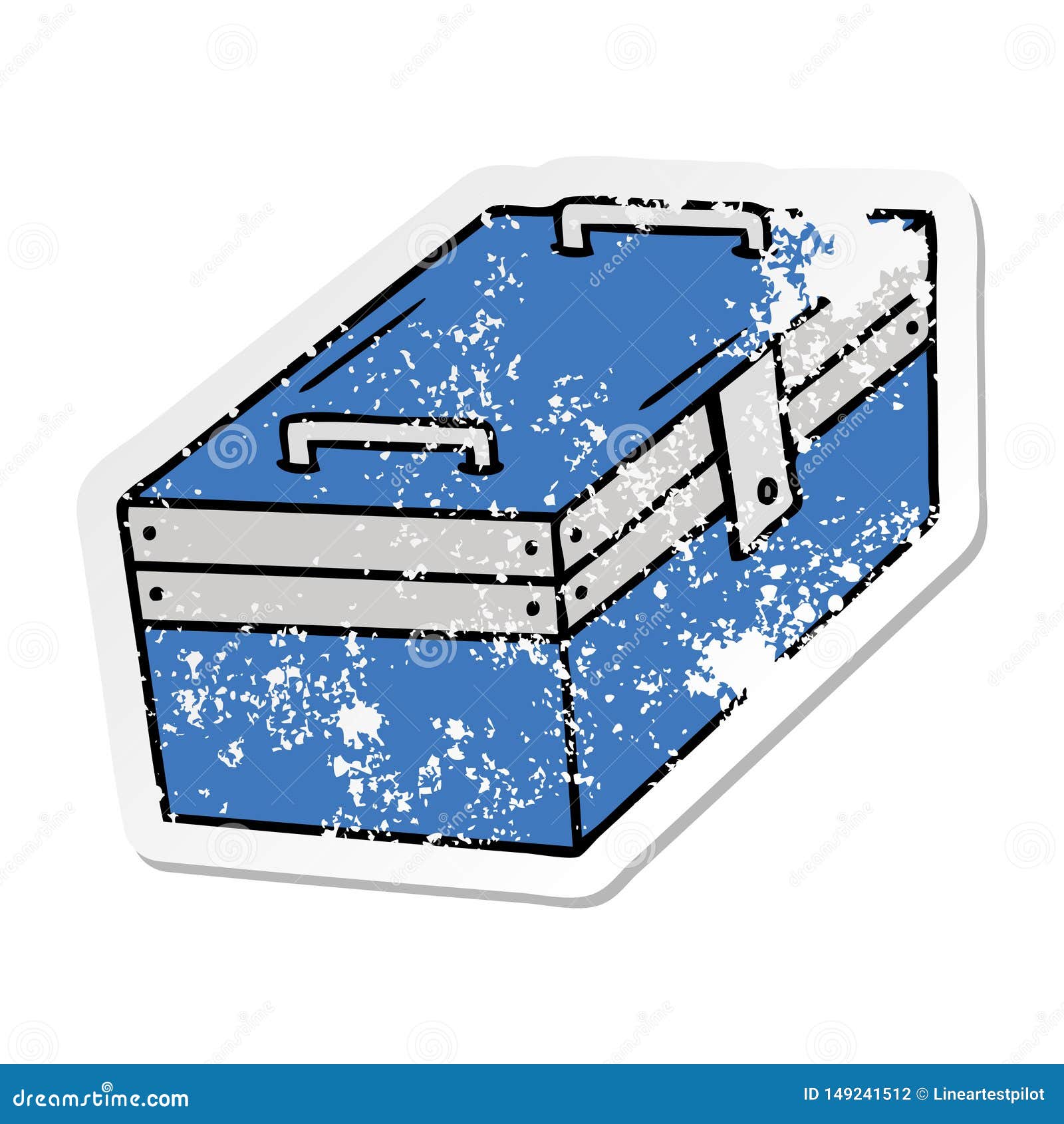 Distressed Sticker Cartoon Doodle of a Metal Tool Box Stock Vector ...