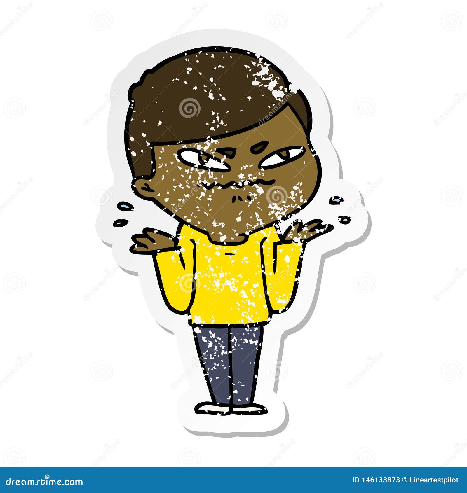 Distressed Sticker of a Cartoon Exasperated Man Stock Vector ...