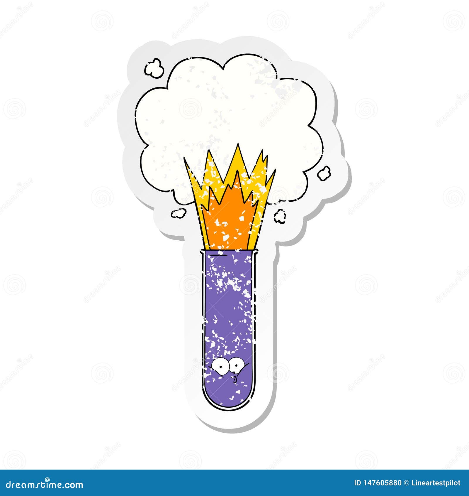 Distressed Sticker of a Cartoon Exploding Chemicals in Test Tube Stock ...