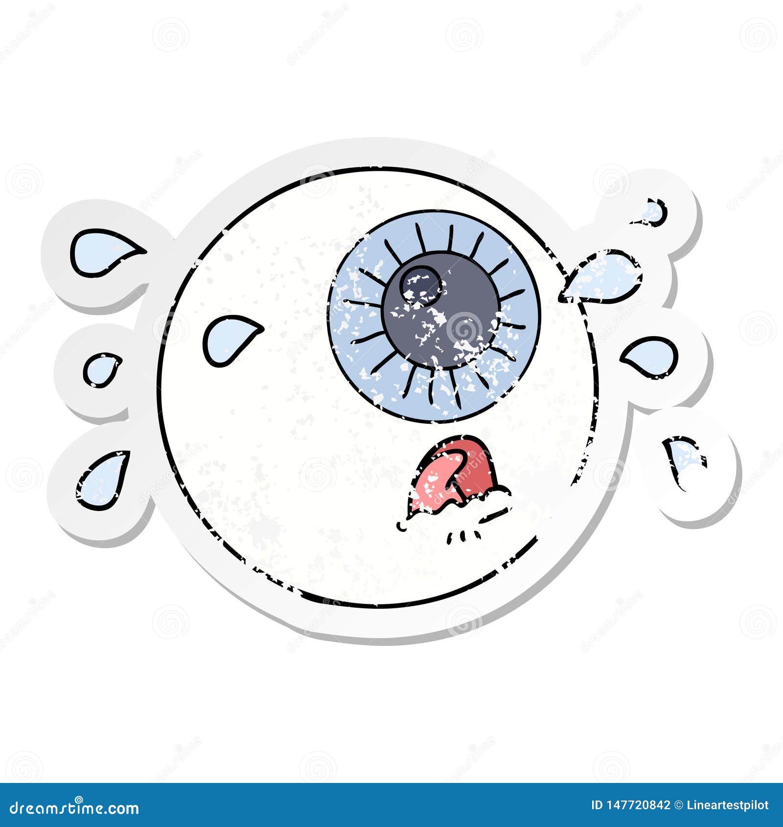 Set Of Cartoon Eyeball Emotions In Sketch Style. Comic Facial Character ...