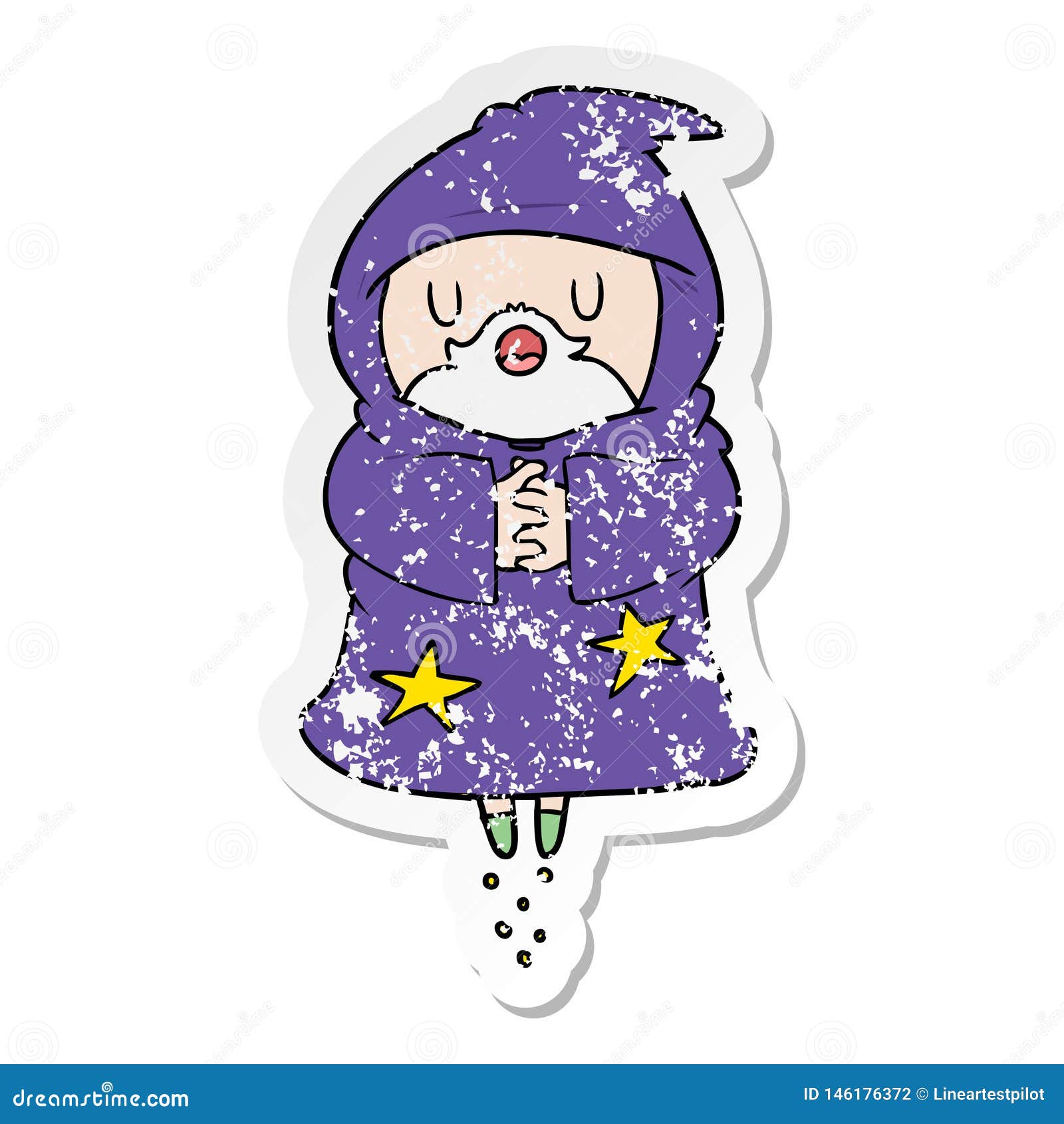 Distressed Sticker of a Cartoon Floating Wizard Stock Vector ...