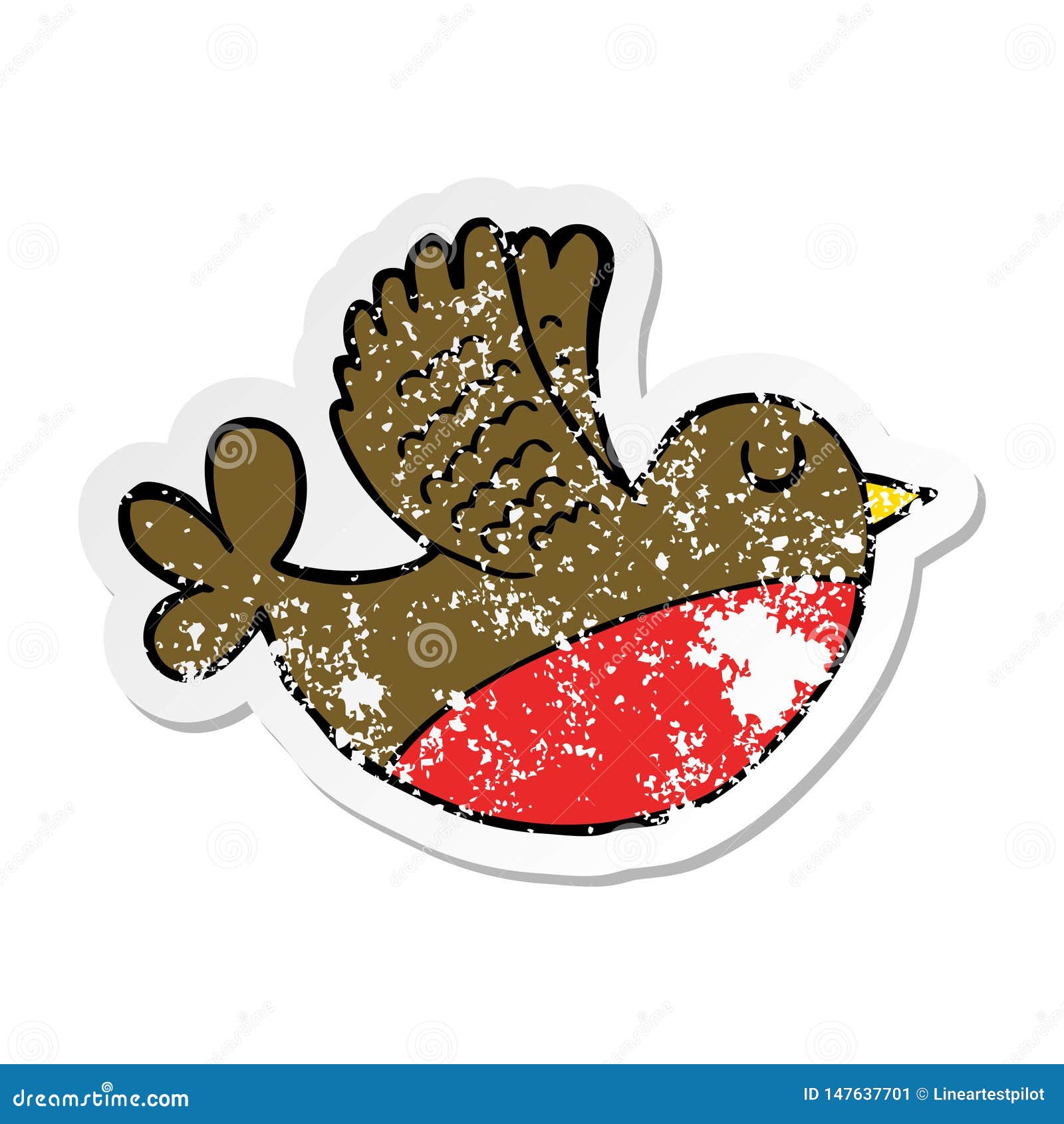 Distressed Sticker of a Cartoon Flying Bird Stock Vector - Illustration ...
