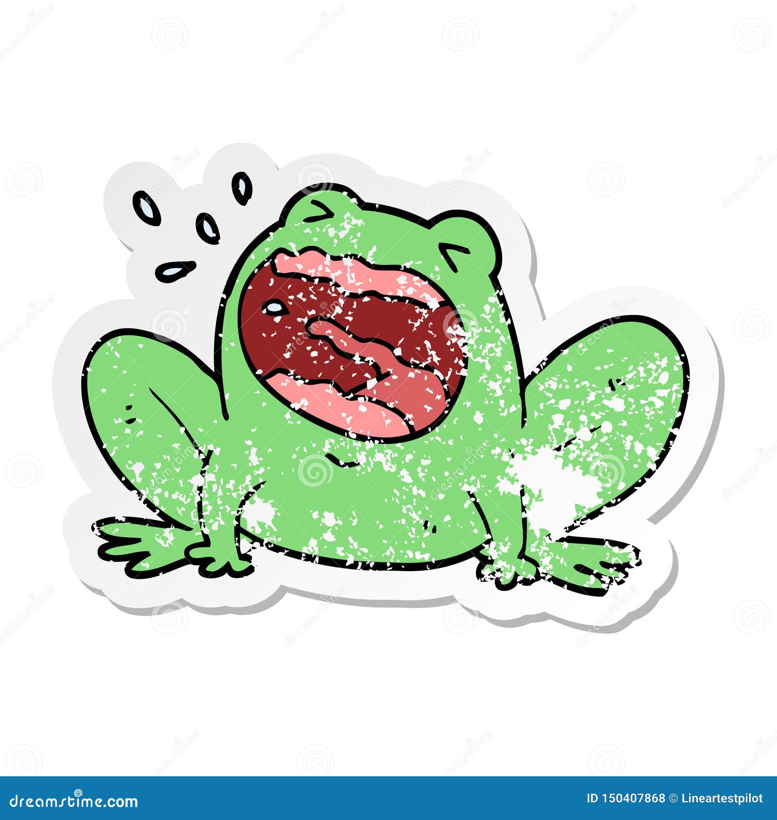 Distressed Sticker of a Cartoon Frog Shouting Stock Vector ...