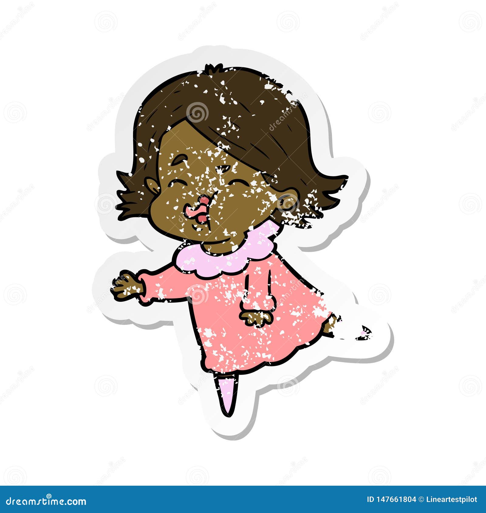 Distressed Sticker of a Cartoon Girl Pulling Face Stock Vector ...
