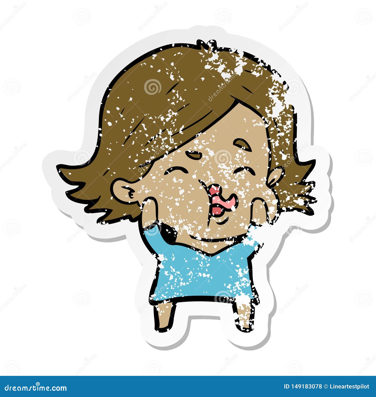 Distressed Sticker of a Cartoon Girl Pulling Face Stock Vector ...