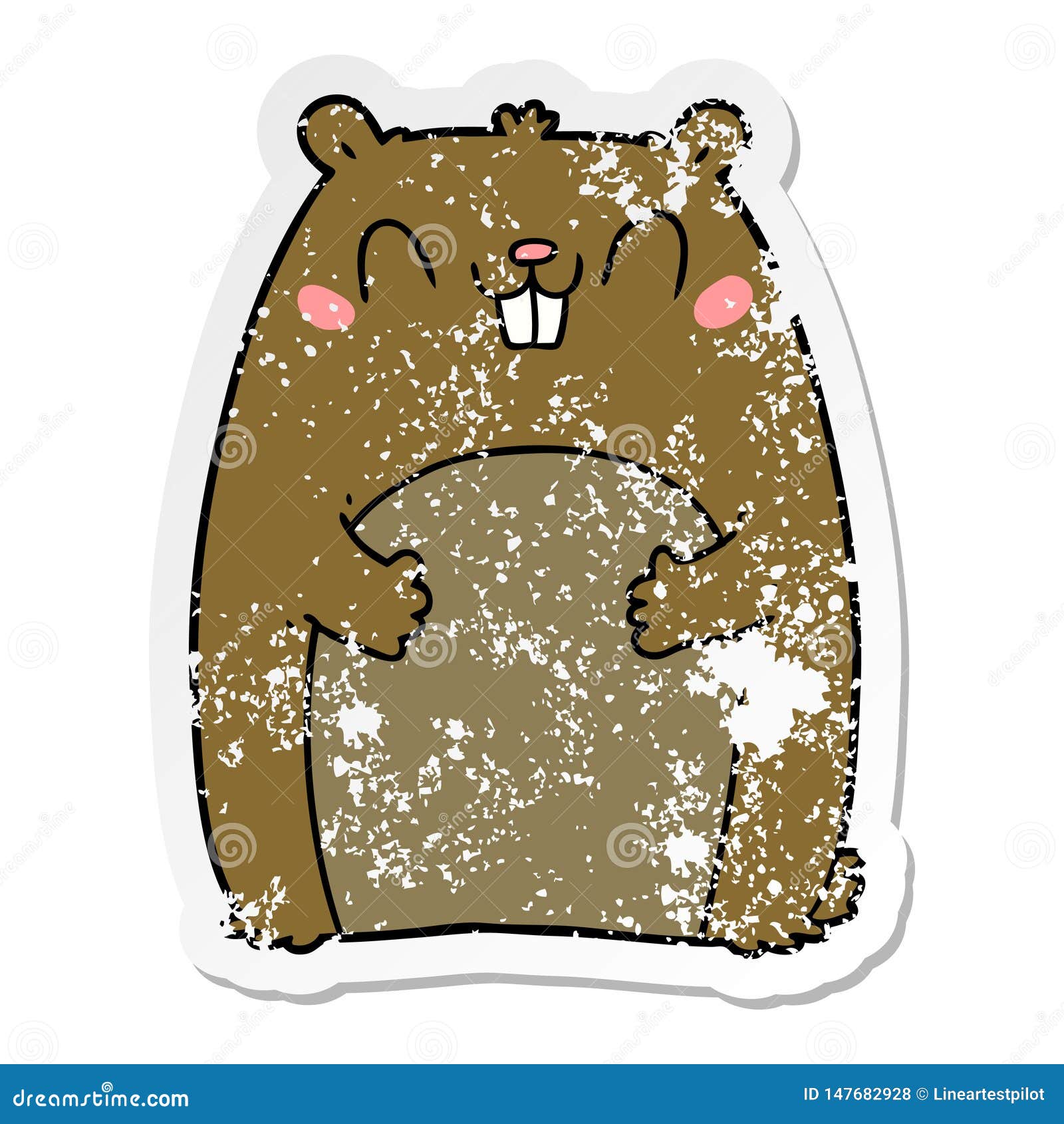 Distressed Sticker of a Cartoon Happy Gopher Stock Vector ...