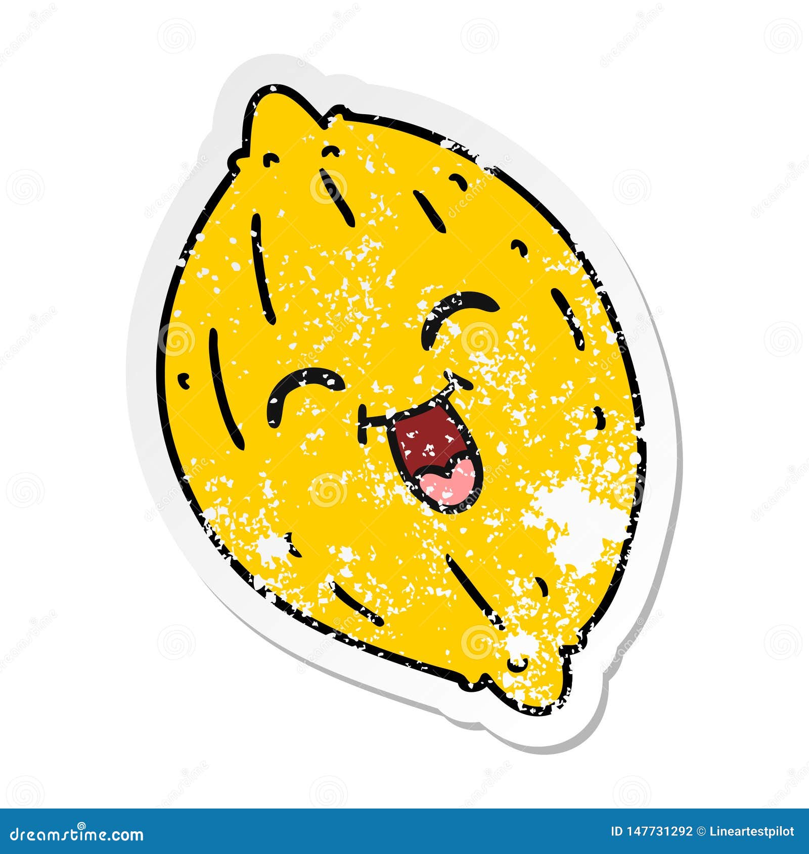Distressed Sticker Cartoon of a Happy Lemon Stock Vector - Illustration ...