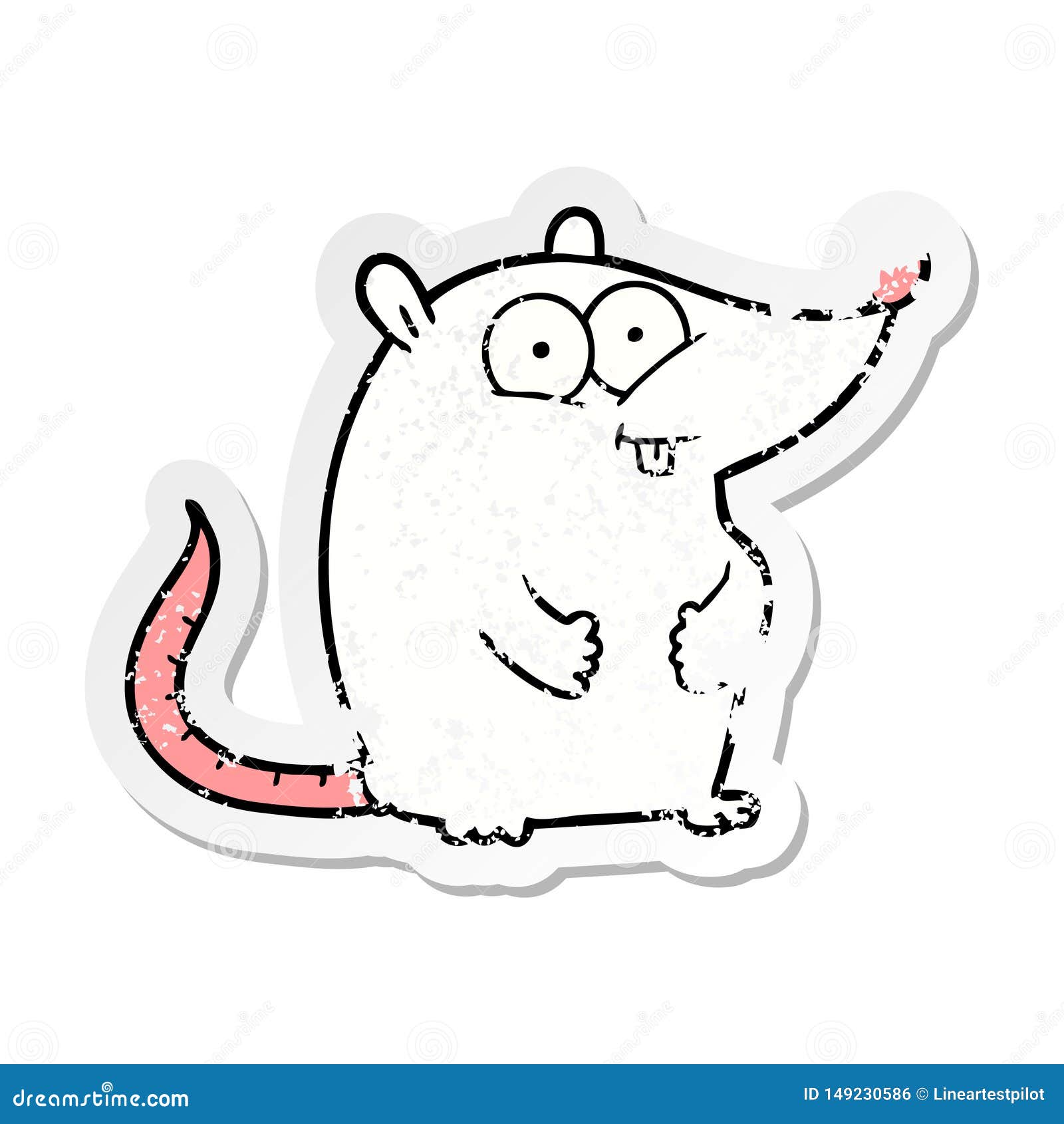 Distressed Sticker of a Cartoon Happy White Lab Mouse Stock Vector ...