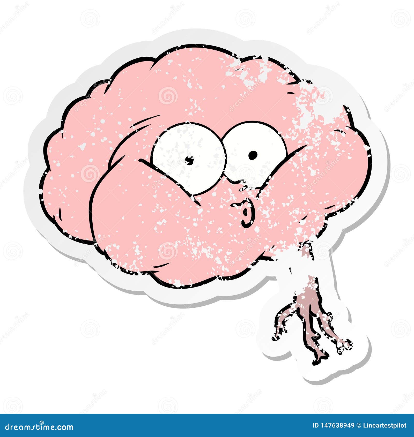 Distressed Sticker of a Cartoon Impressed Brain Stock Vector ...