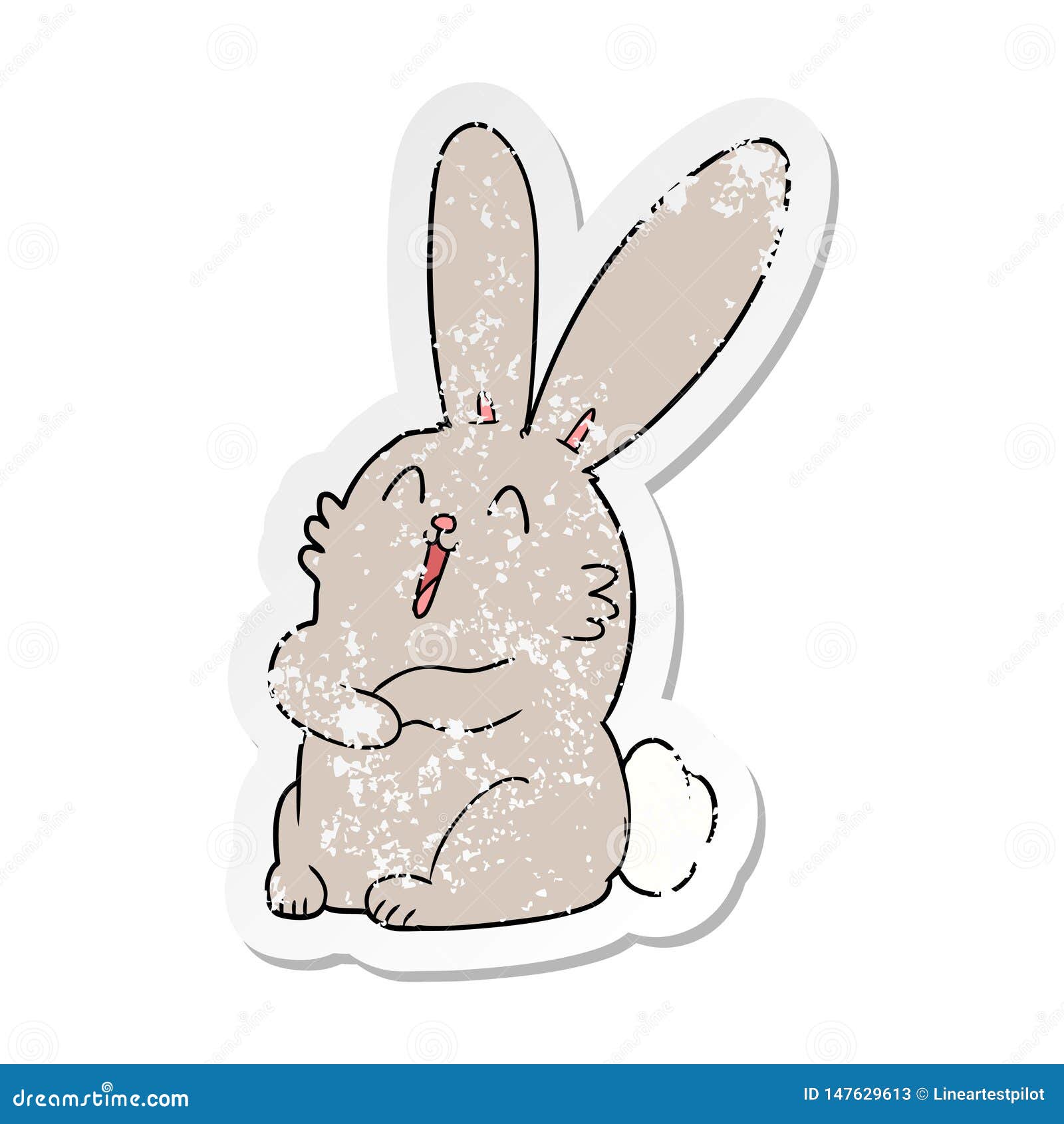 Distressed Sticker of a Cartoon Laughing Bunny Rabbit Stock Vector ...