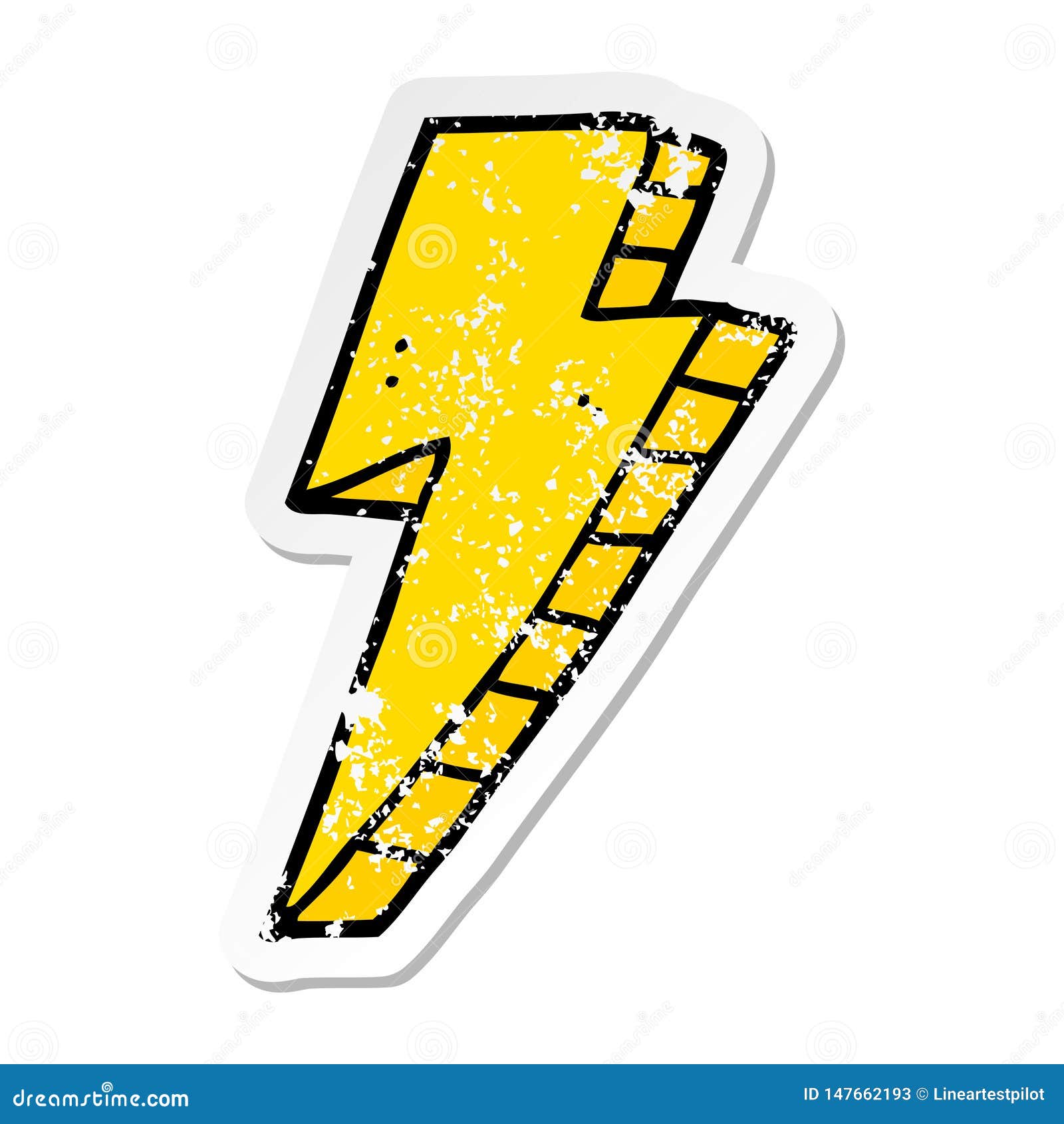 Distressed Sticker of a Cartoon Lightning Bolt Stock Vector ...