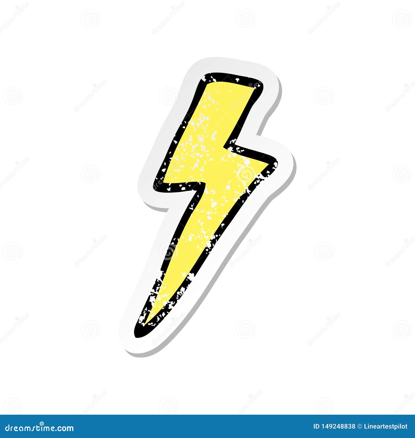 Distressed Sticker of a Cartoon Lightning Bolt Stock Vector ...