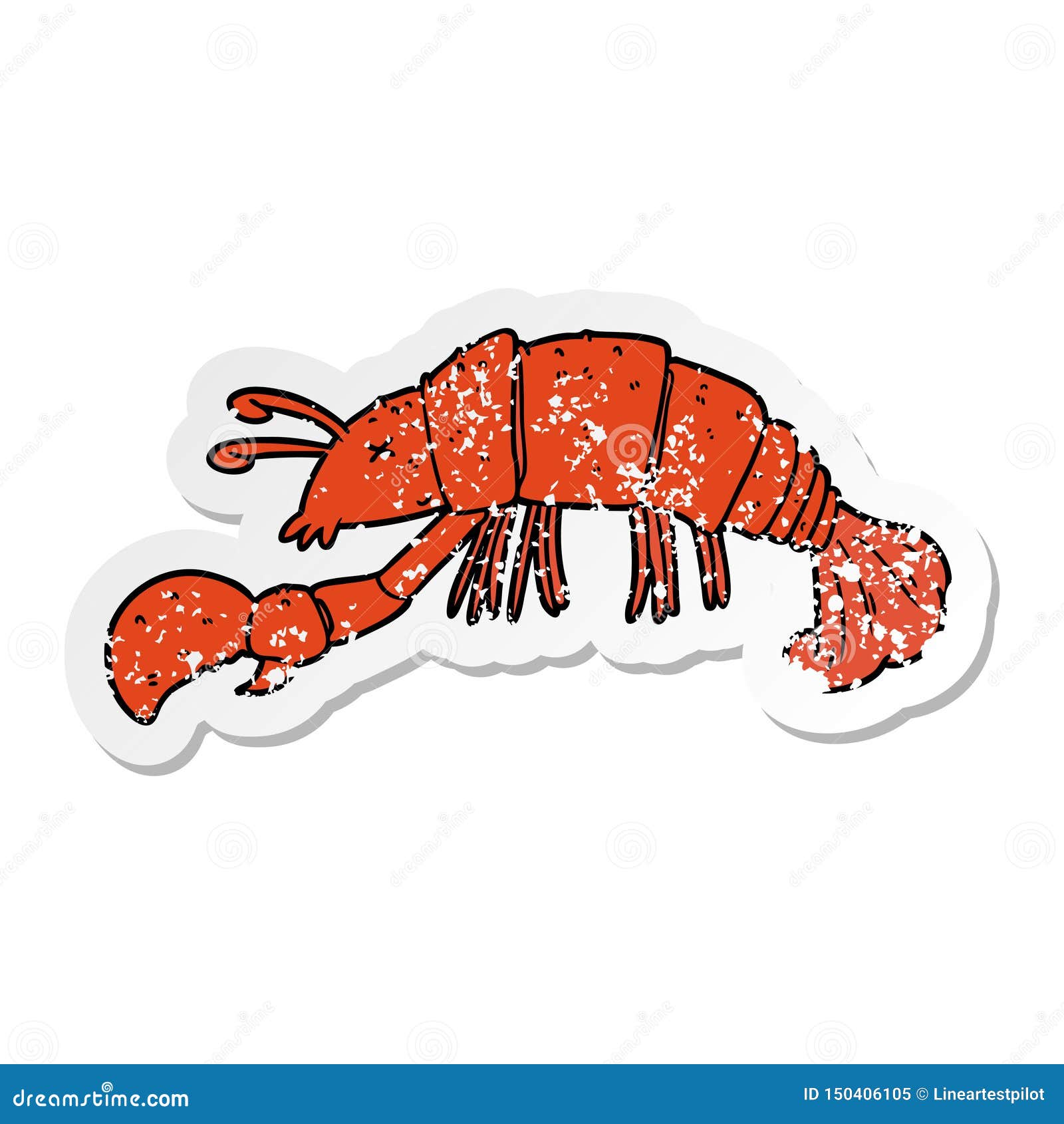 Distressed Sticker of a Cartoon Lobster Stock Vector - Illustration of ...