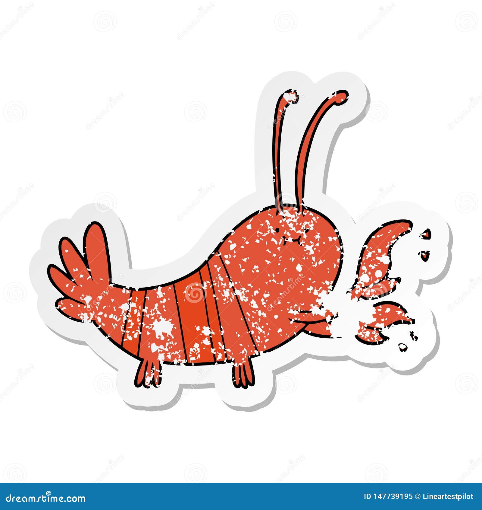 Distressed Sticker of a Cartoon Lobster Stock Vector - Illustration of ...