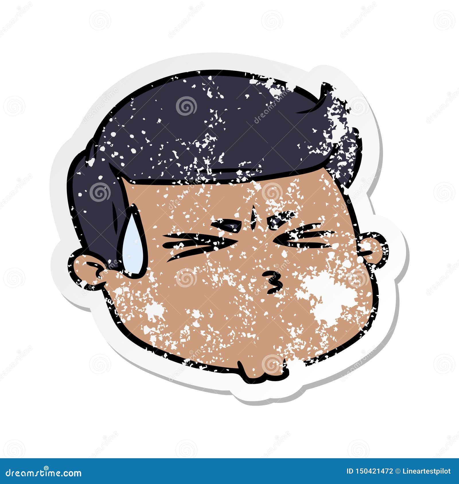 Distressed Sticker of a Cartoon Male Face Stock Vector - Illustration ...