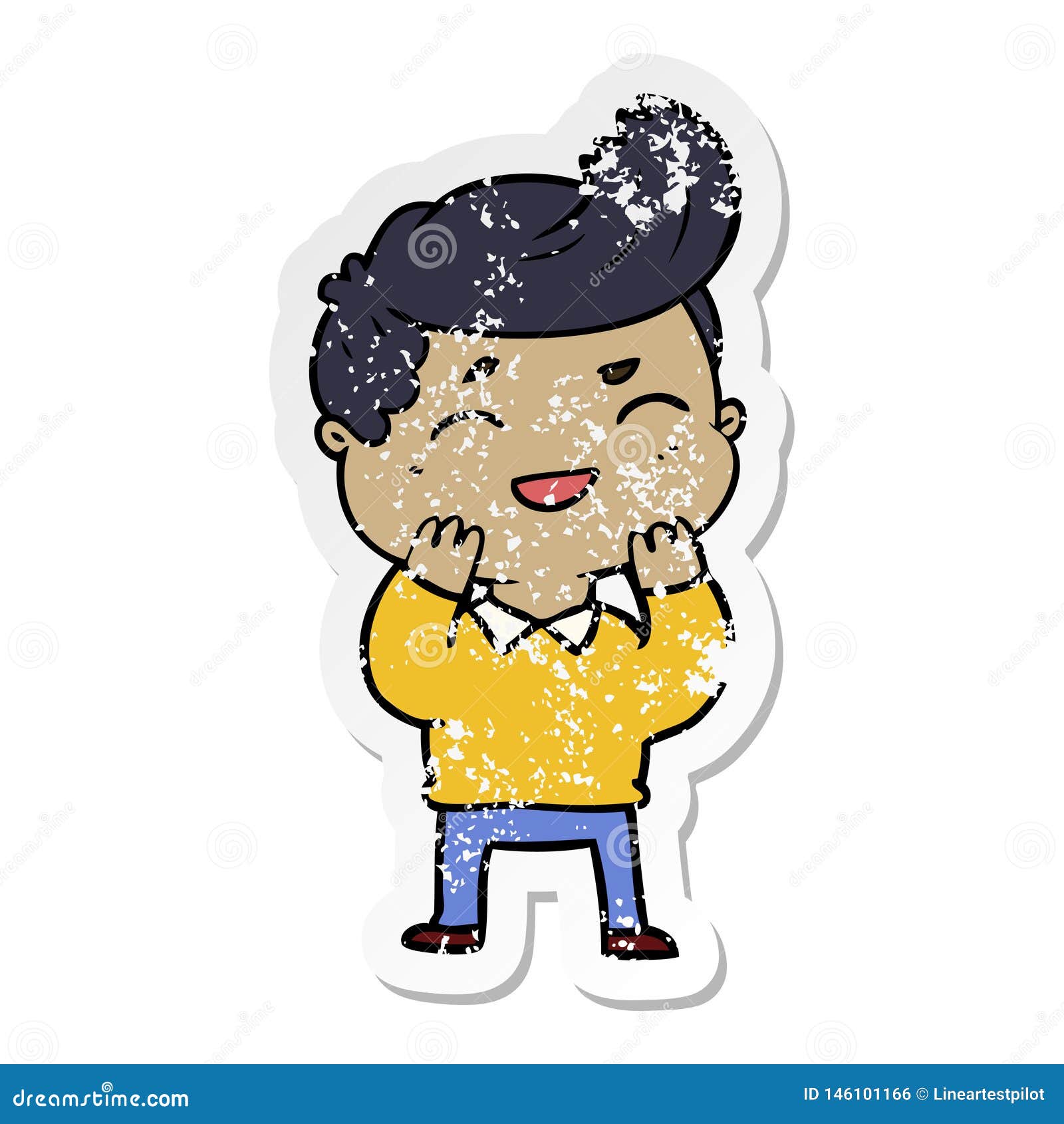 Distressed Sticker of a Cartoon Man Laughing Stock Vector ...