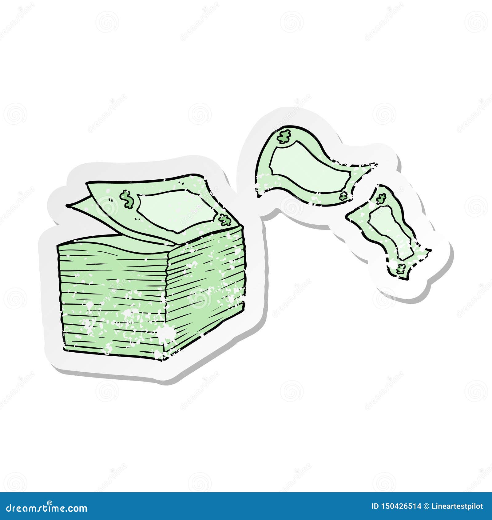 Distressed Sticker of a Cartoon Money Blowing Away Stock Vector ...