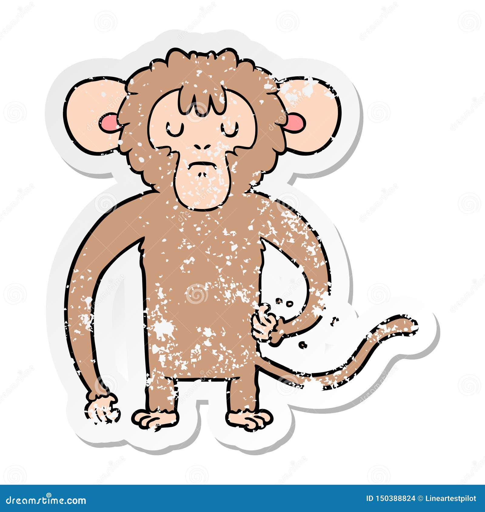 Distressed Sticker of a Cartoon Monkey Scratching Stock Vector ...