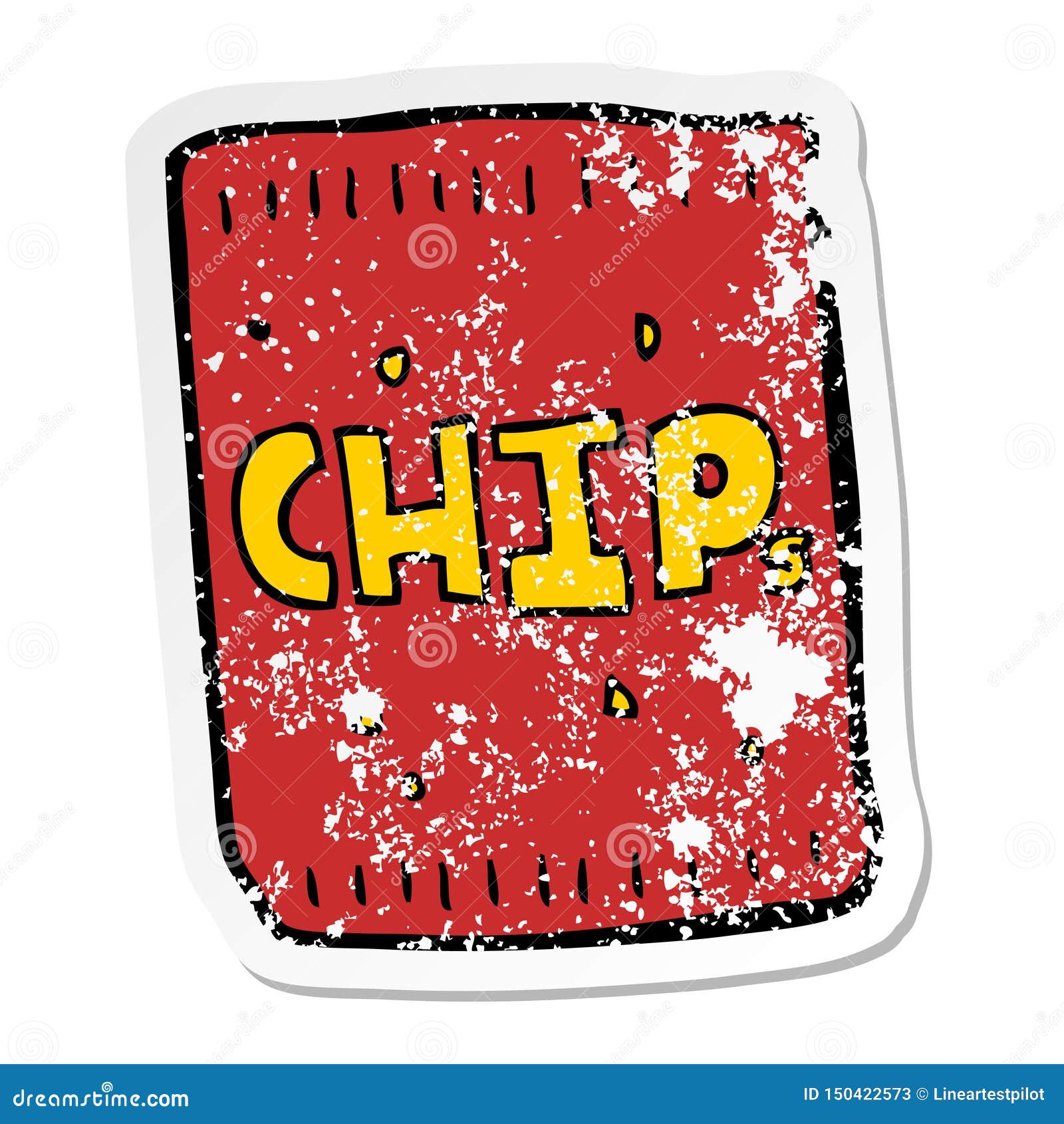 Distressed Sticker of a Cartoon Packet of Chips Stock Vector ...