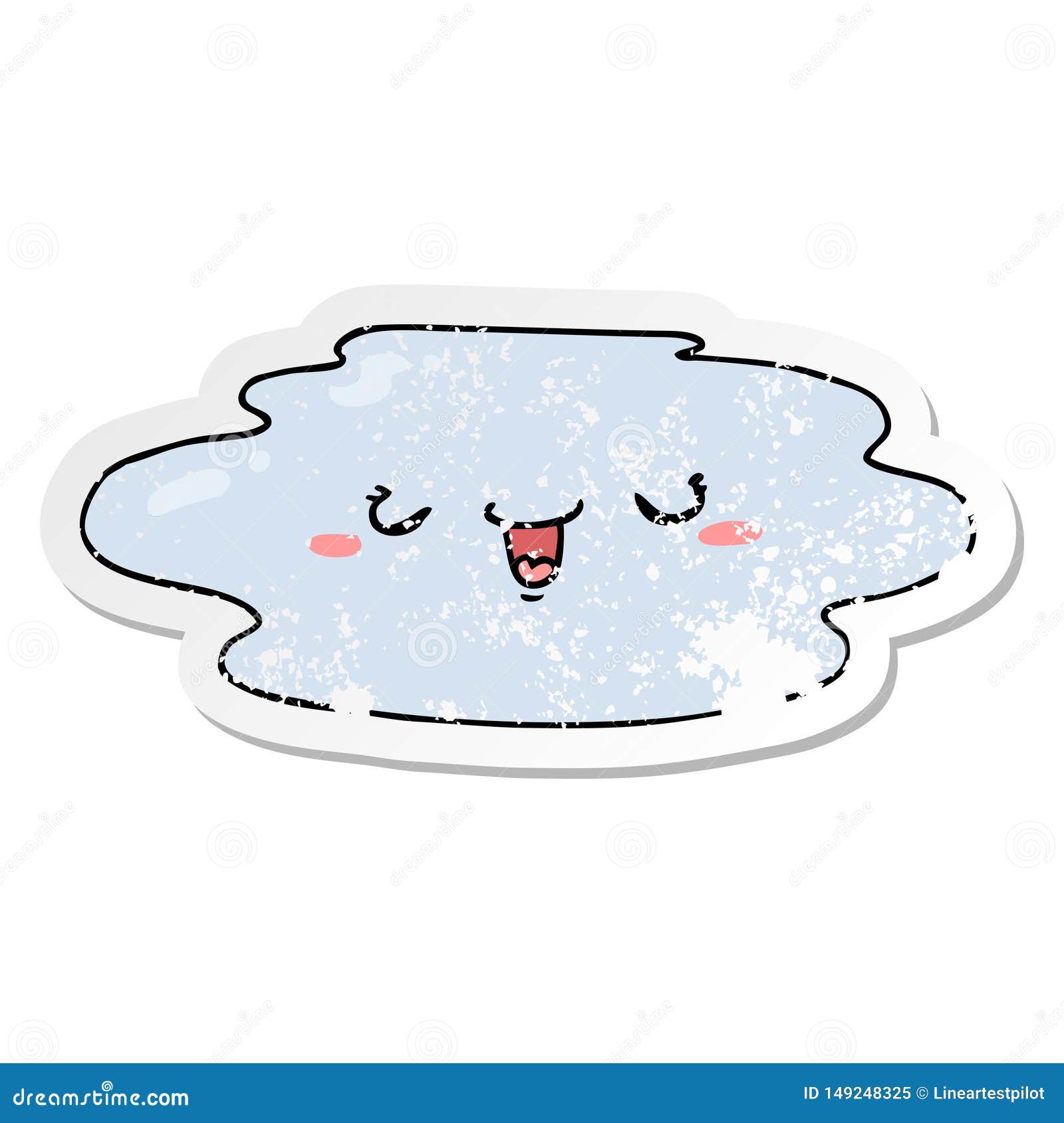 Distressed Sticker of a Cartoon Puddle with Face Stock Vector ...